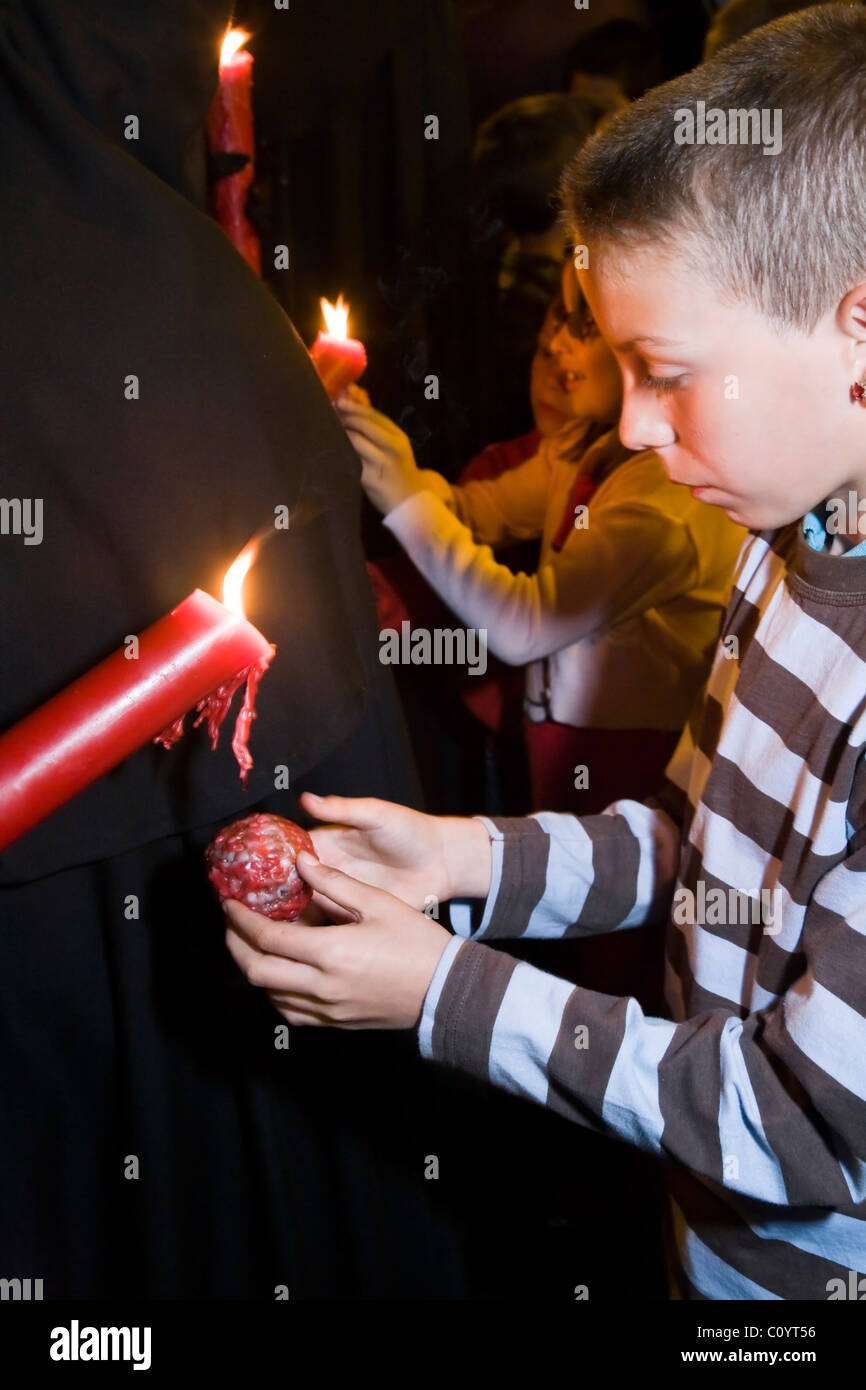 Church member penitent processing in Semana Santa Easter Holy week ...