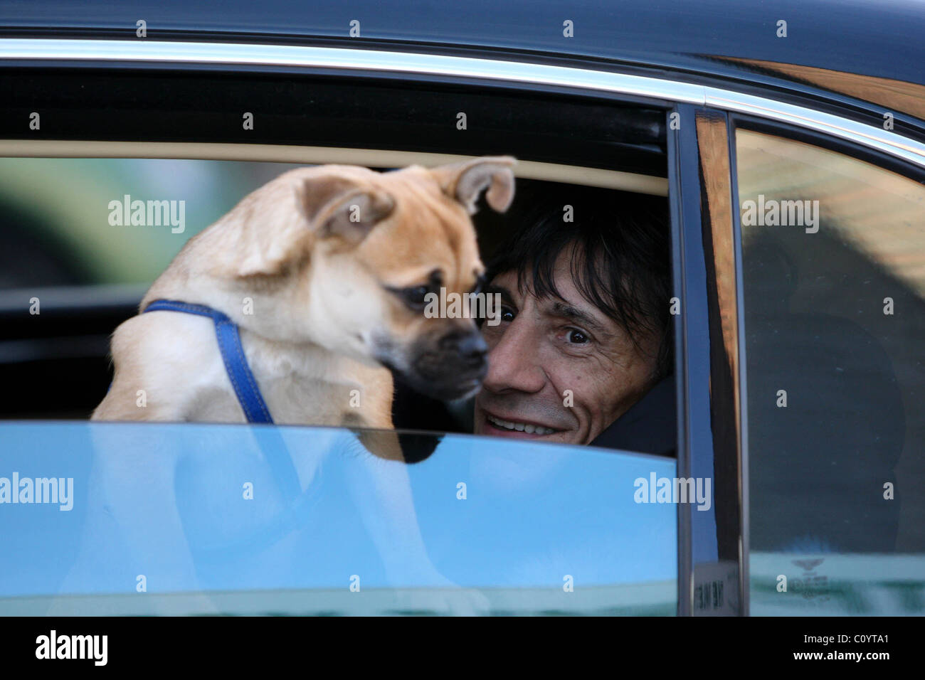 Ronnie Wood takes his dog to visit a pet shop Ronnie Wood and Rod ...
