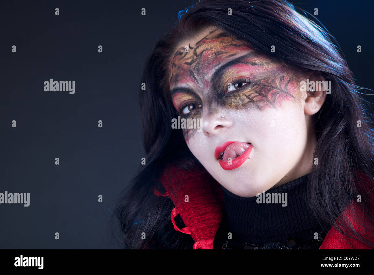 girl with a pattern on the face Stock Photo - Alamy