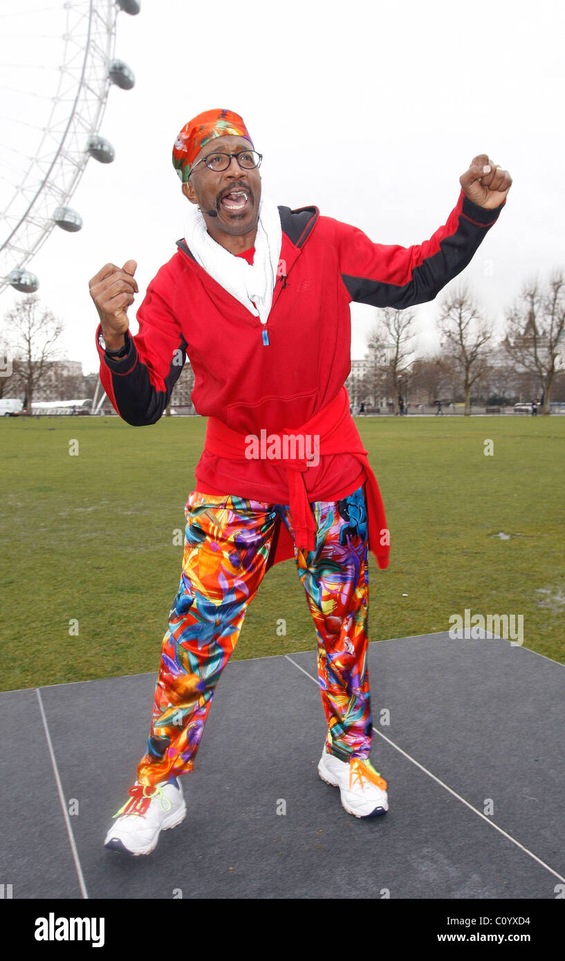 Mr Motivator aka Derrick Evans hosts a thirty minute work-out for 'GMTV ...