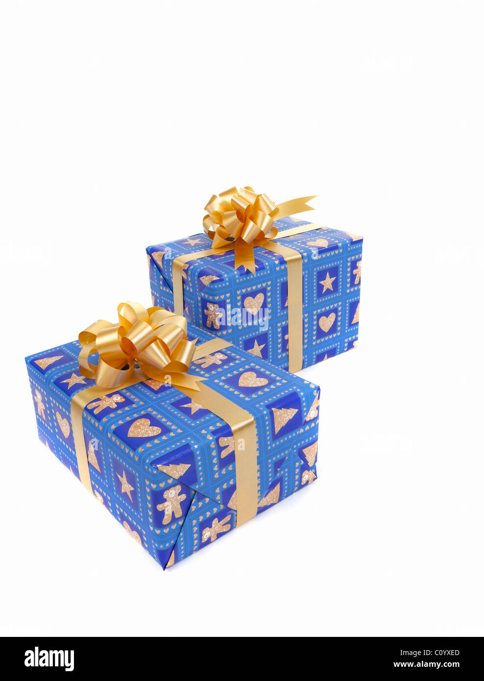 Stack wrapped christmas presents Cut Out Stock Images & Pictures - Alamy