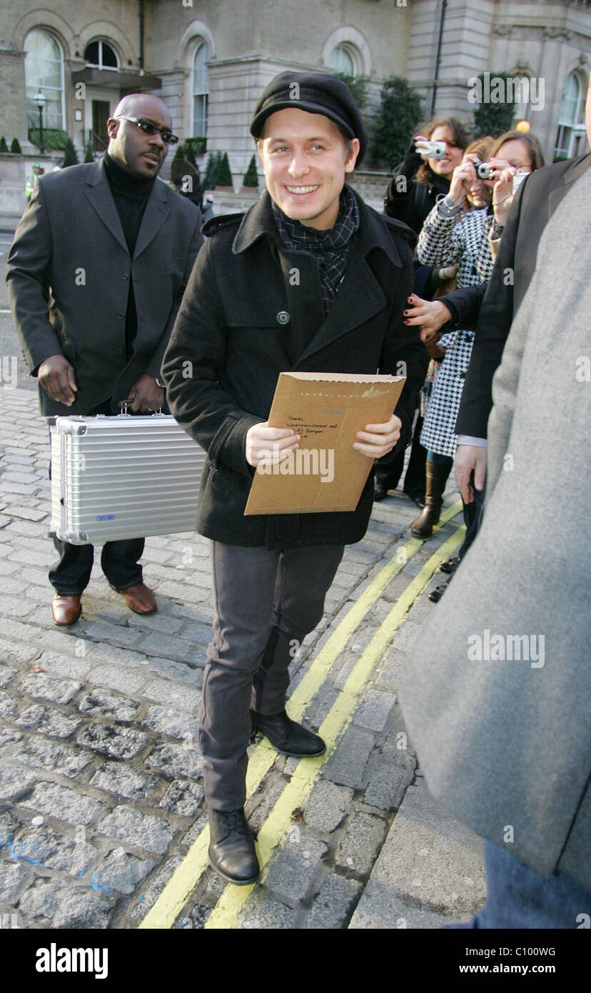 Mark Owen Take That members arriving at the BBC Radio 2 building London ...