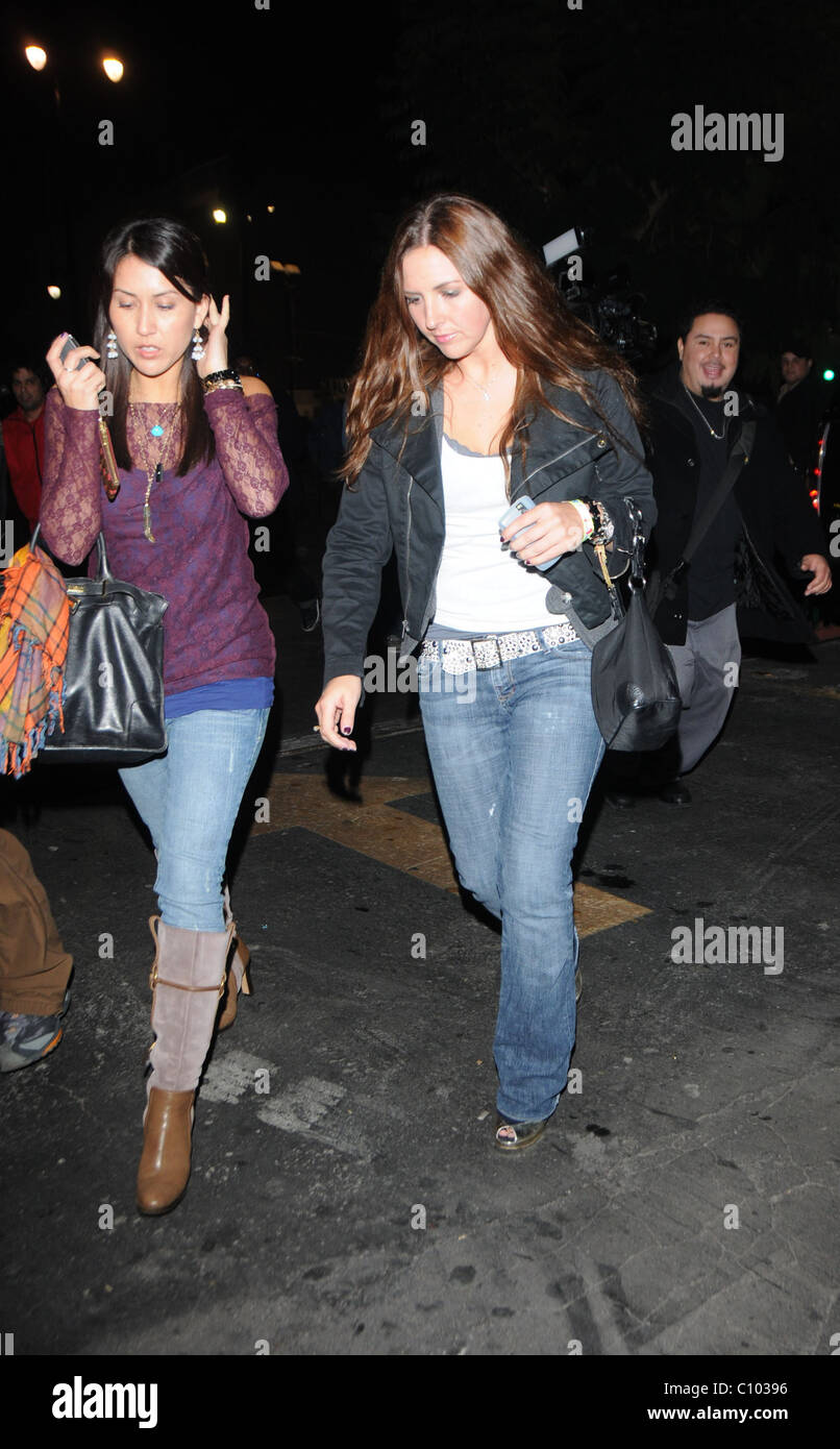 Alli Simms walking with a friend on Hollywood Boulevard Los Angeles ...