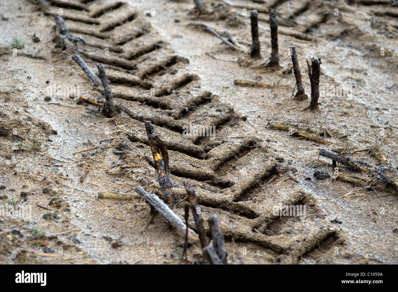 tractor tracks in field Stock Photo - Alamy