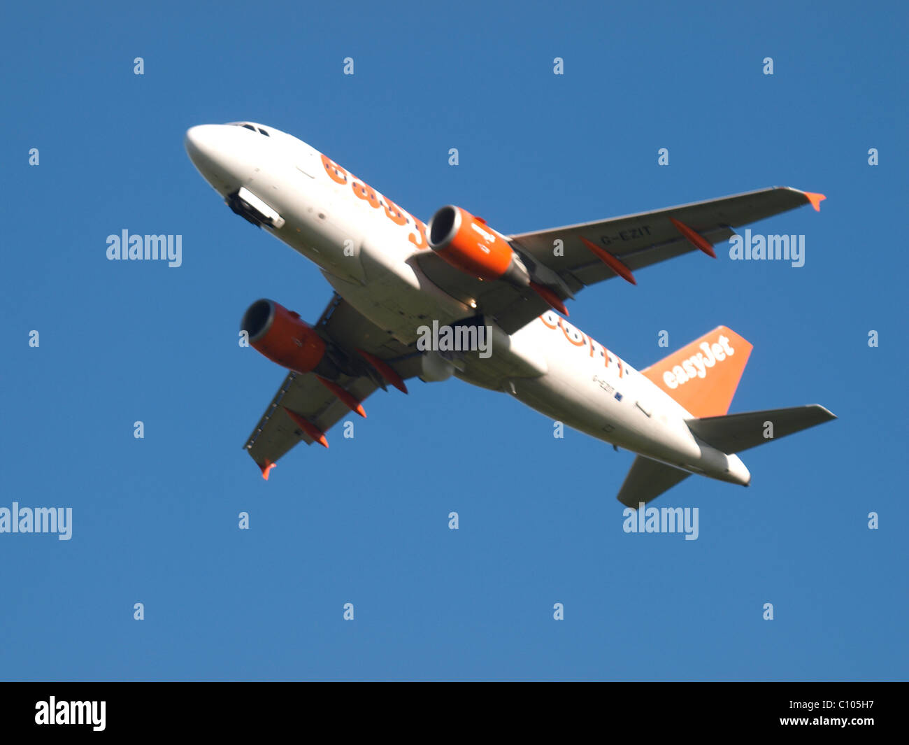 Easyjet plane in flight, UK Stock Photo - Alamy
