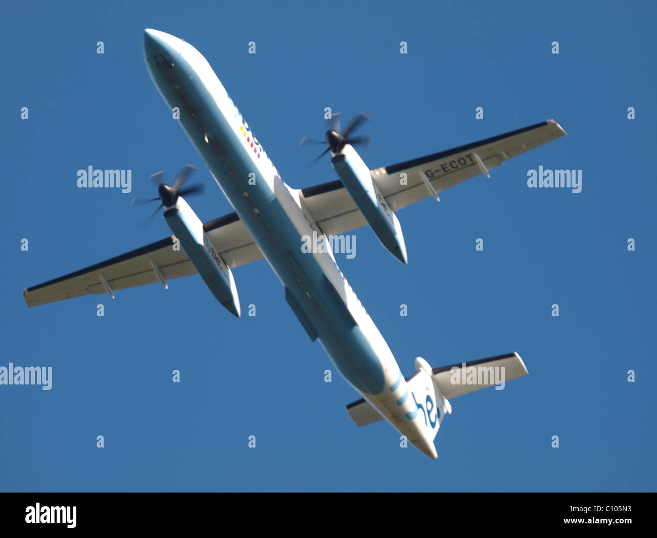 Flybe plane in flight, UK Stock Photo - Alamy