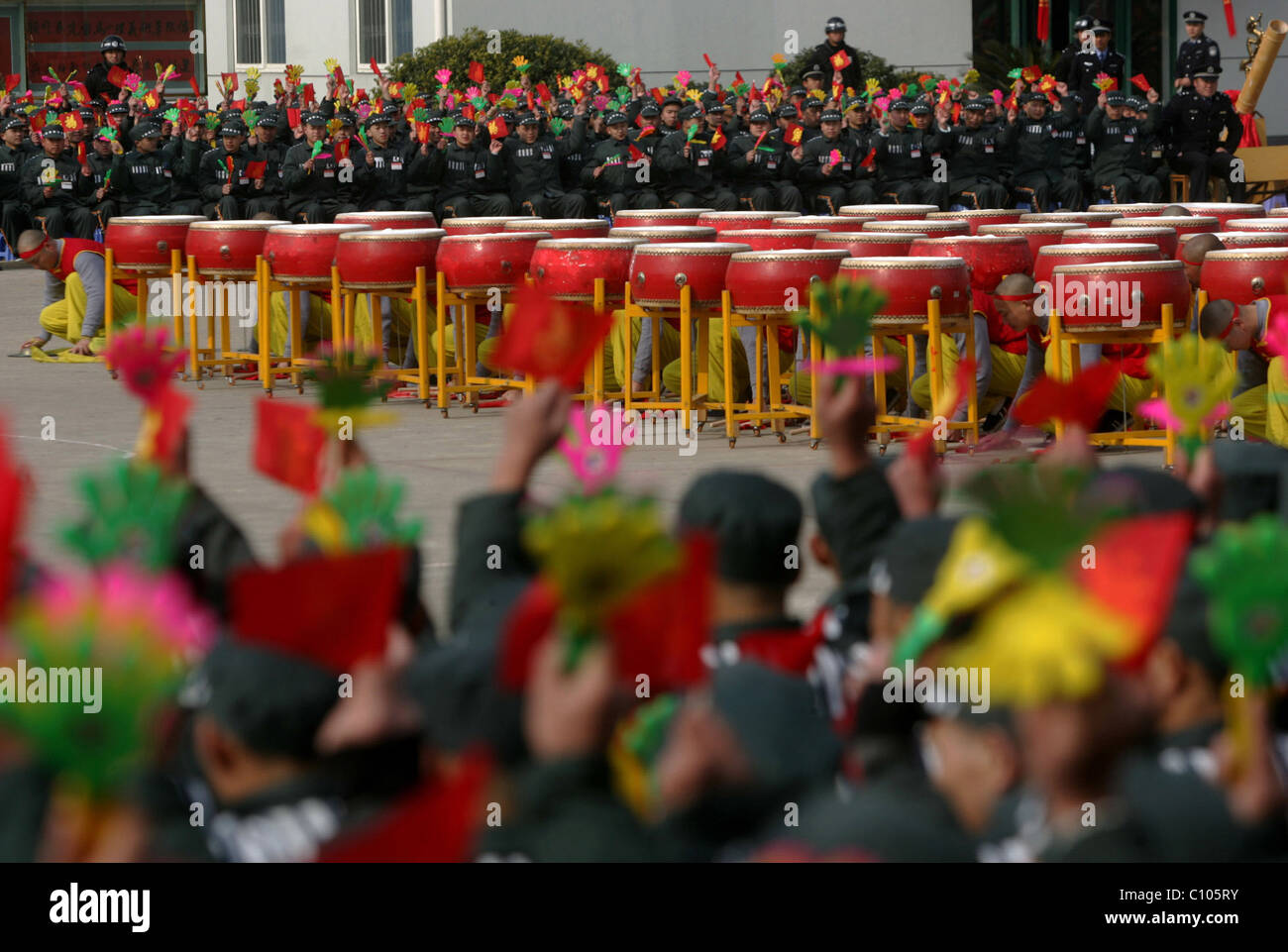 LIFE OF MIME Crooks at a prison in China put on a glizty variety show ...
