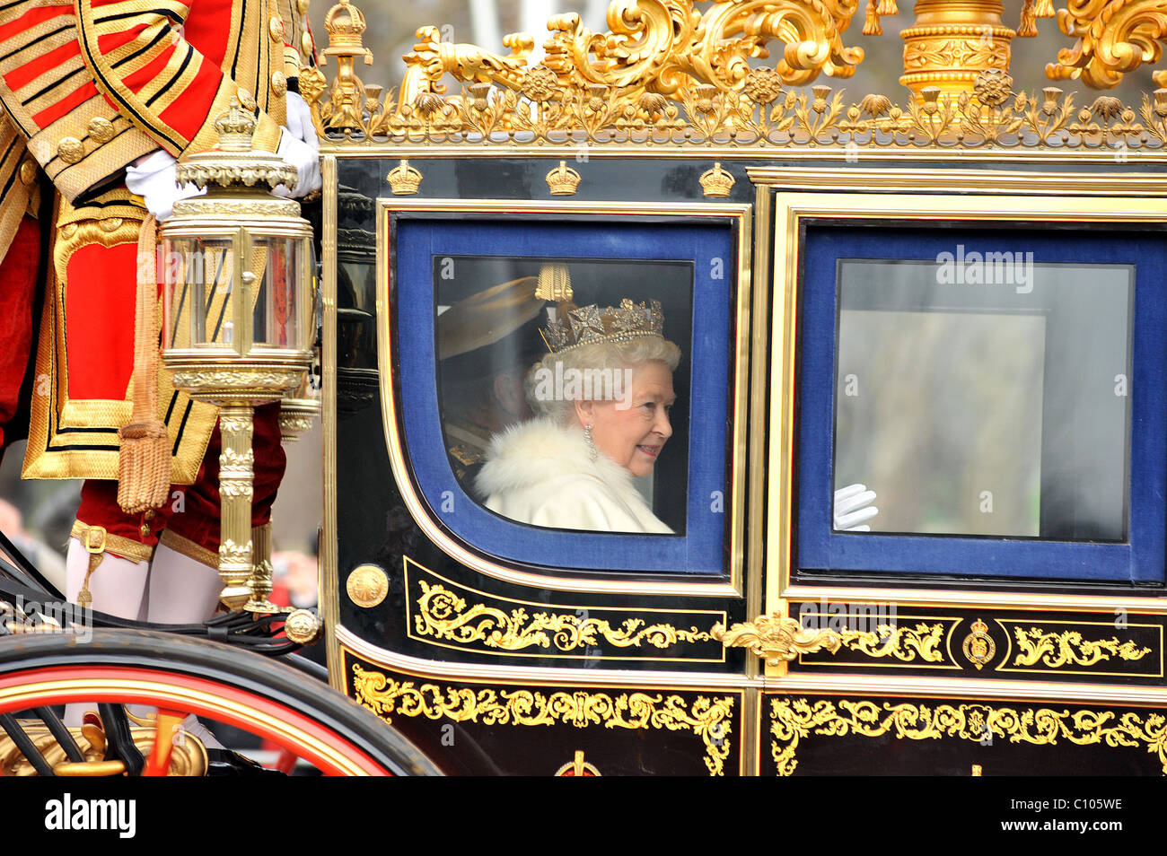HRH Queen Elizabeth II Passes through the Mall for the State opening of ...