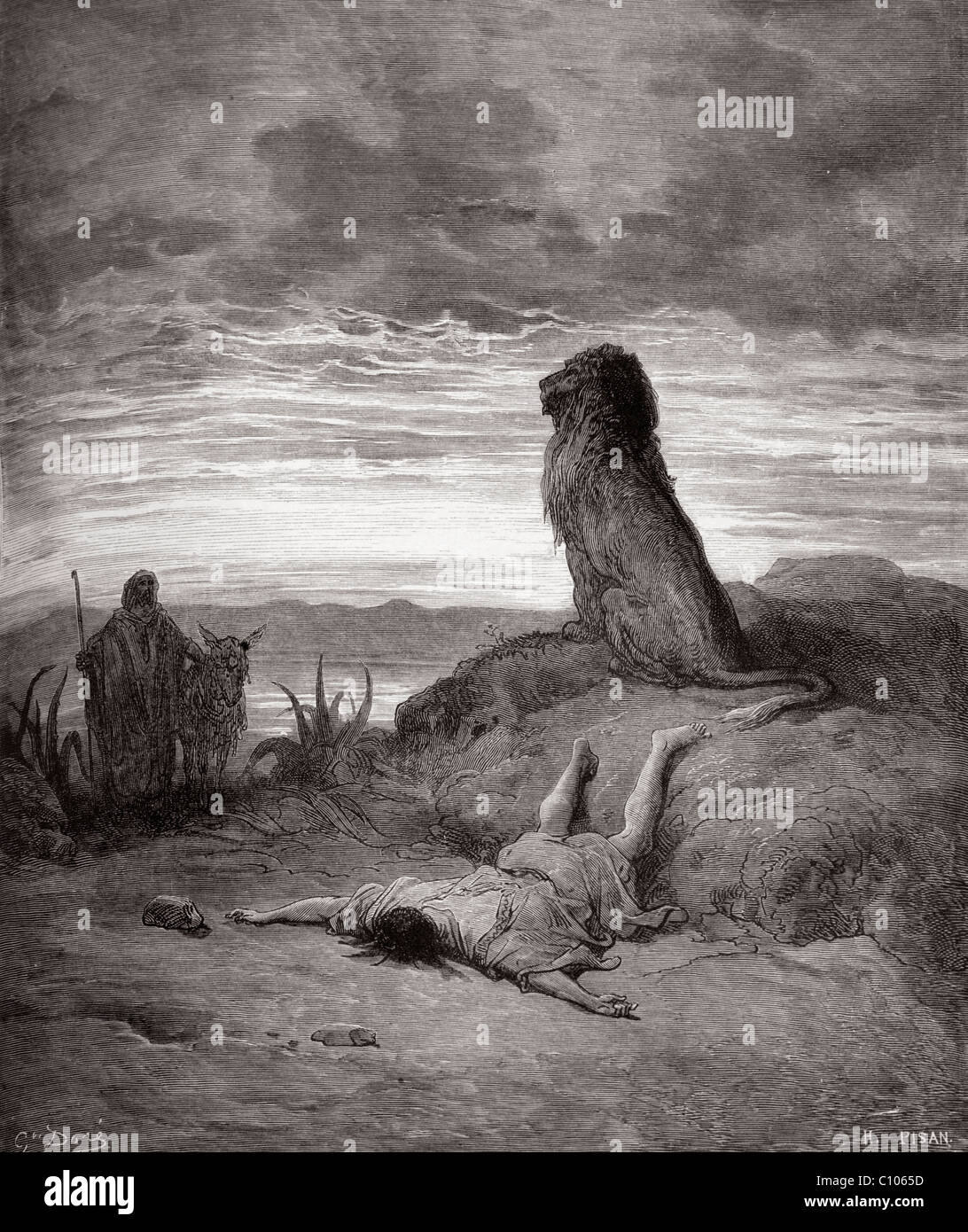 Bible illustration Of The Disobedient Prophet Slain by a Lion By ...