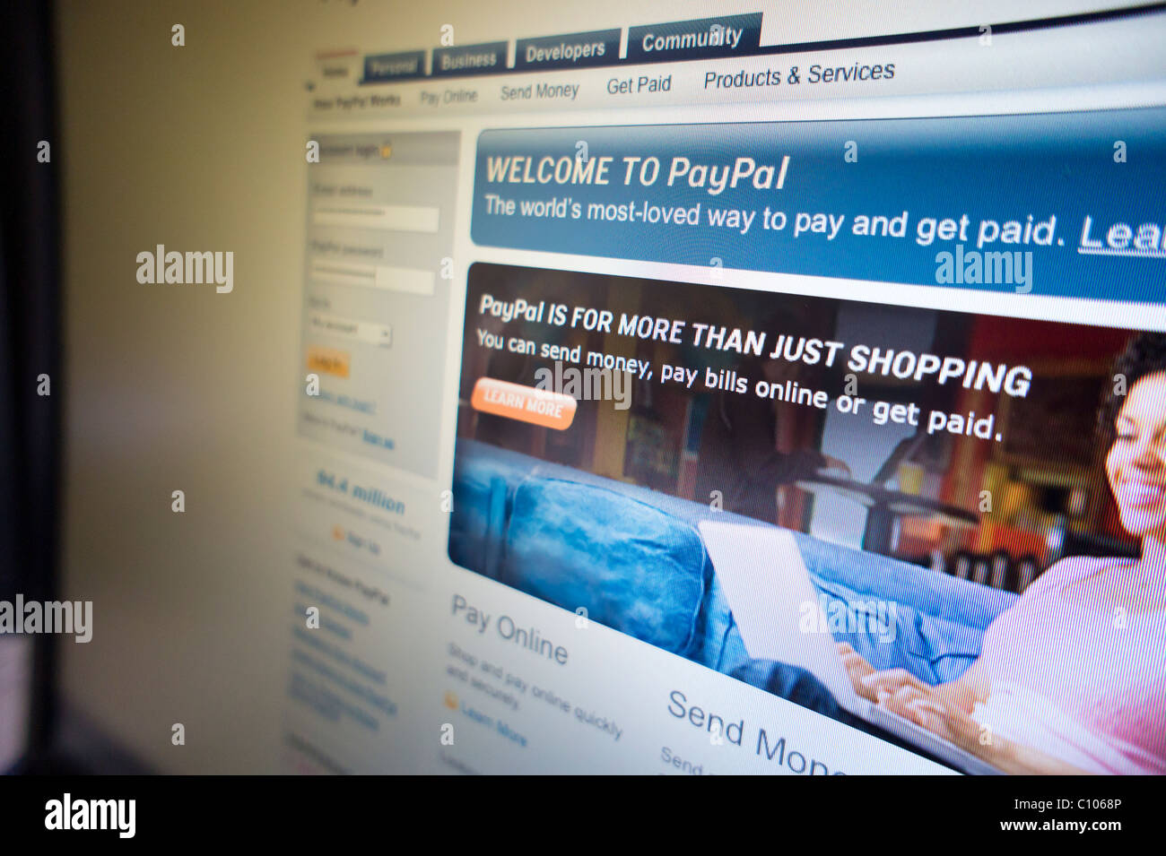 The PayPal welcome screen Stock Photo - Alamy