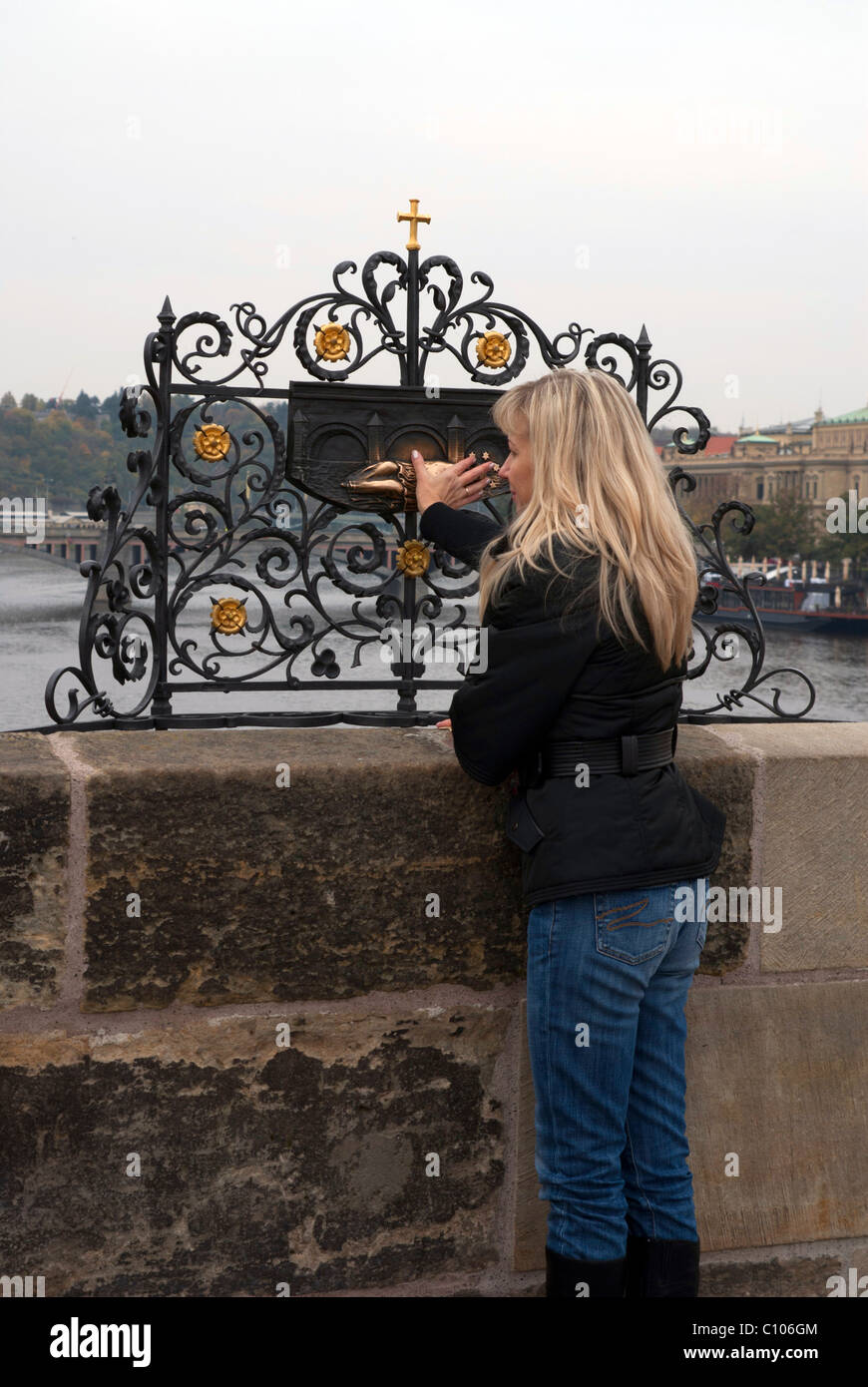 Prague czech republic touching statue hi-res stock photography and ...