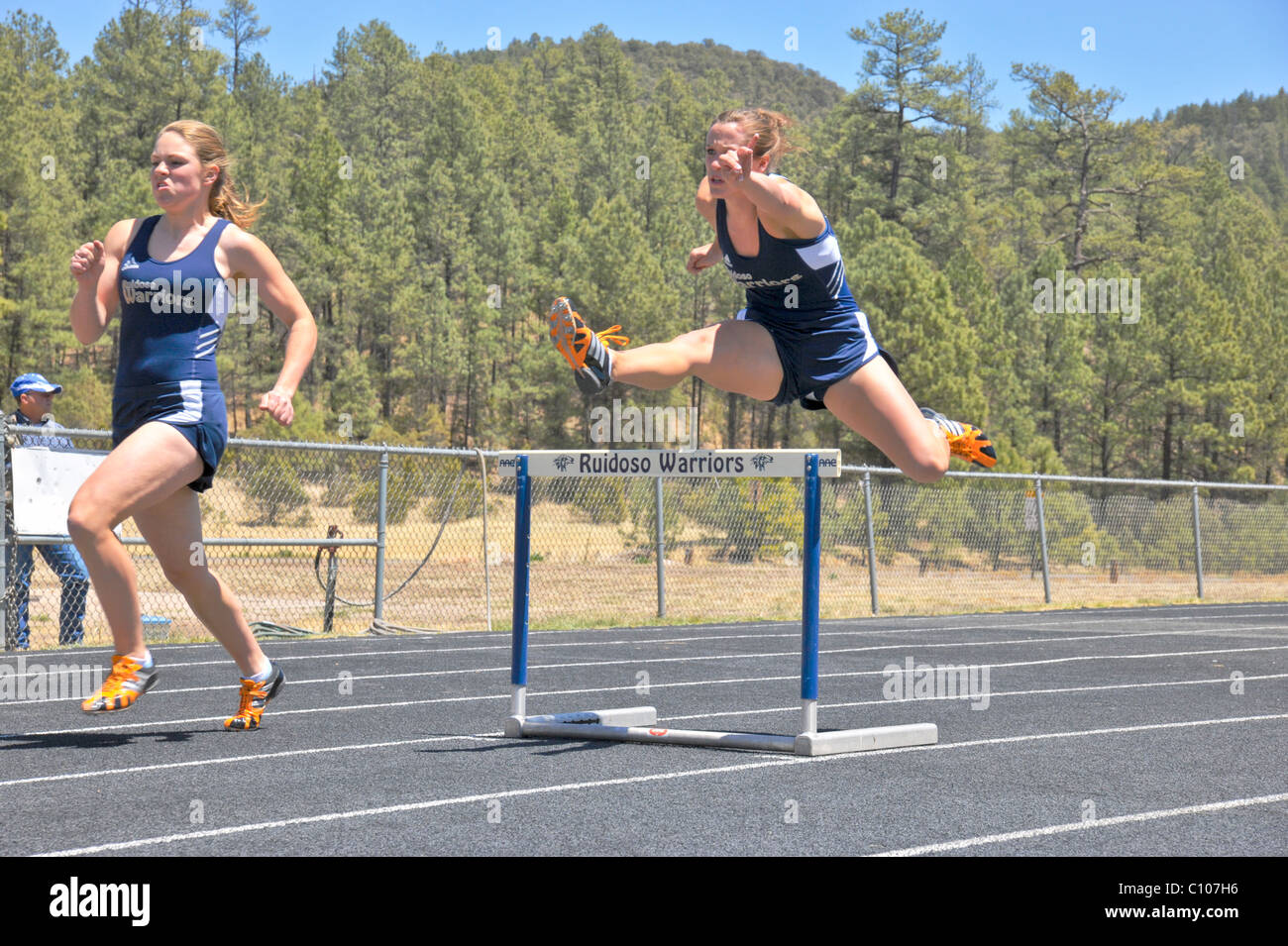Teenage high school girls athletes participates in the athletic track ...