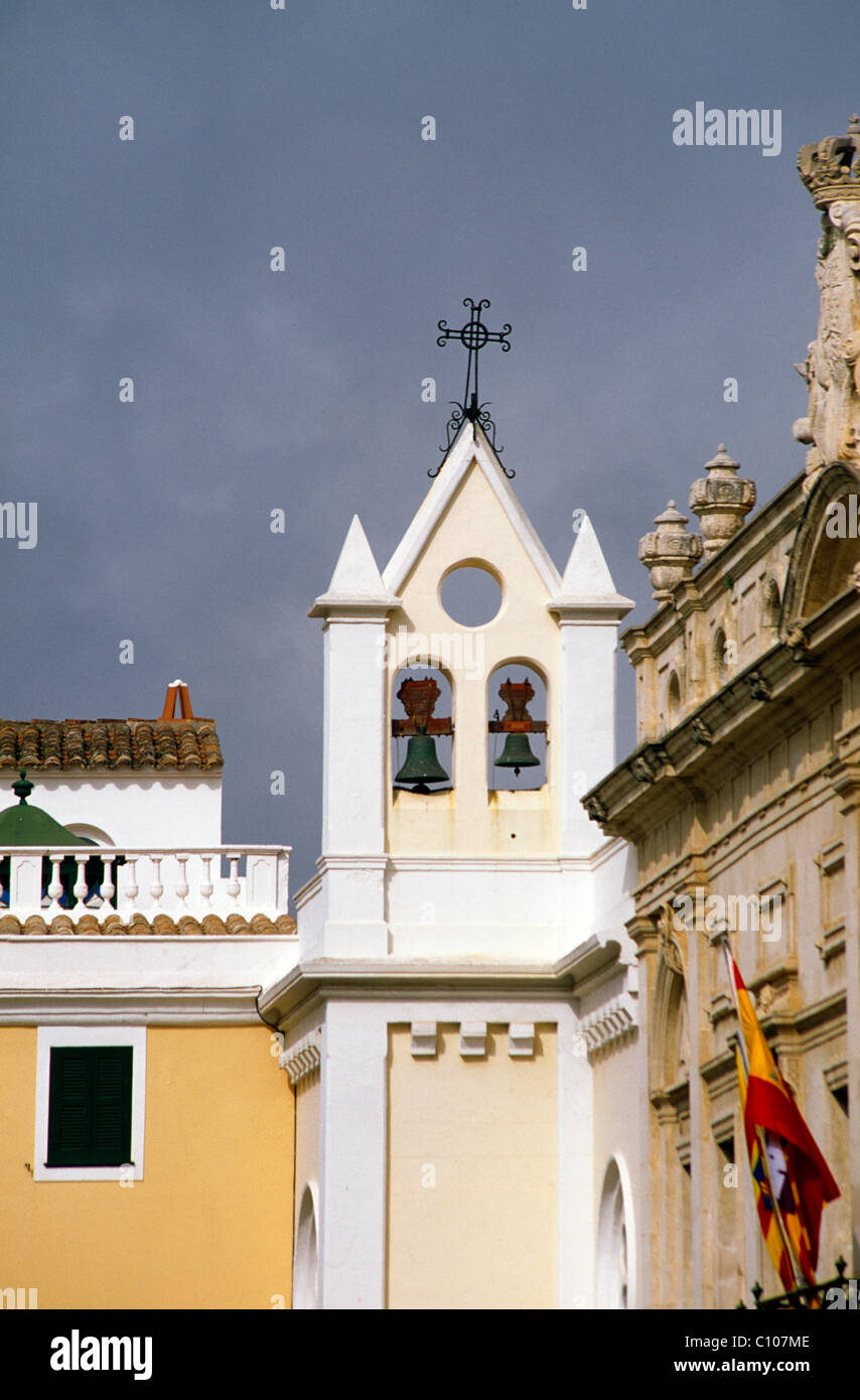 Mao (Mahon) Menorca Balearic Islands Spain Church Bell Tower And Cross ...
