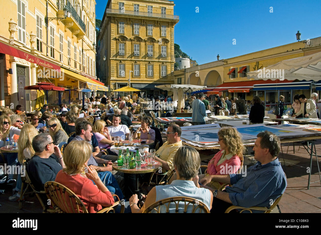 Nice Cote d'Azur France - cafes in the Cours Saleya in the old town ...