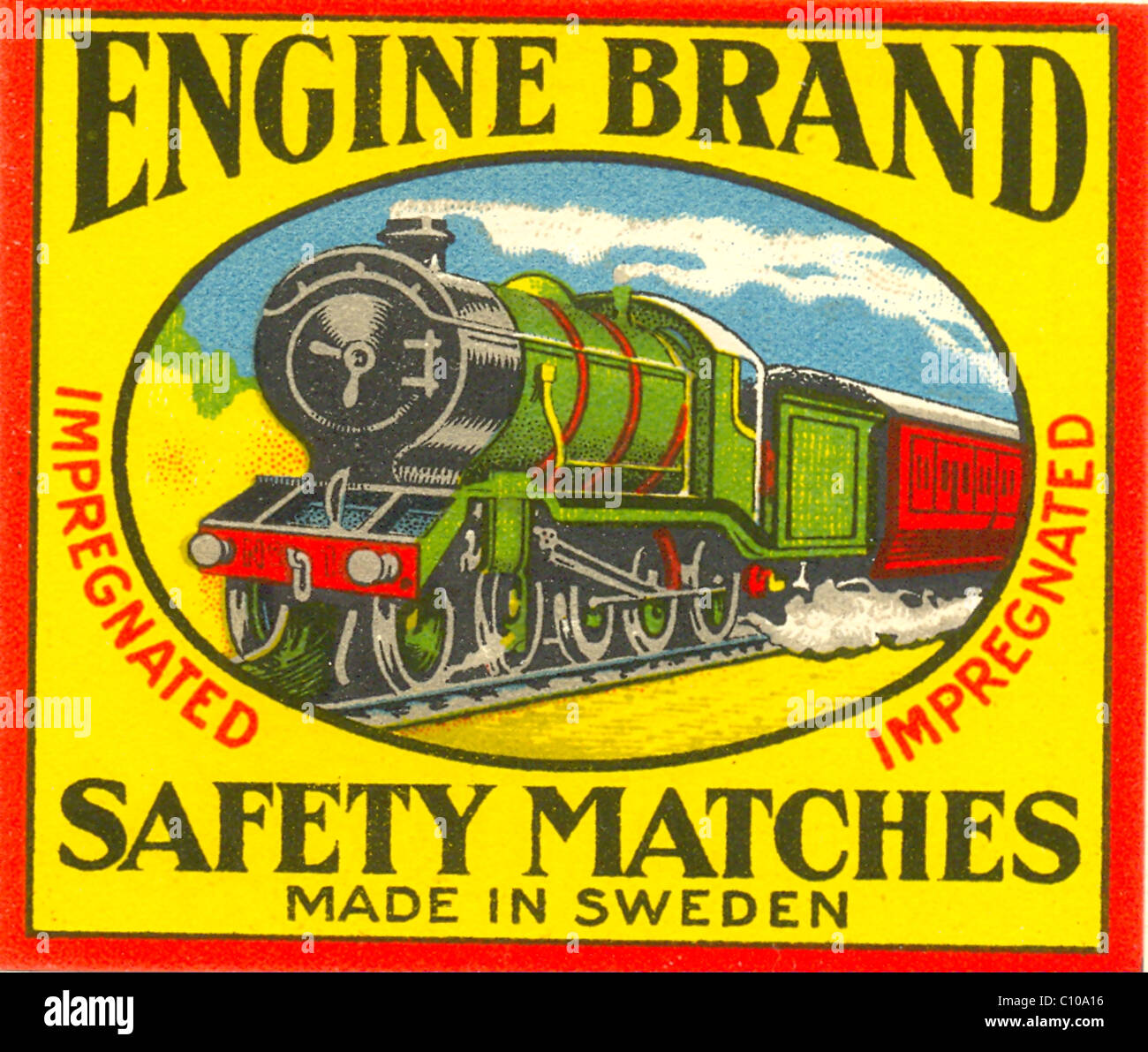 Swedish label for The Engine Brand Safety Match Stock Photo - Alamy