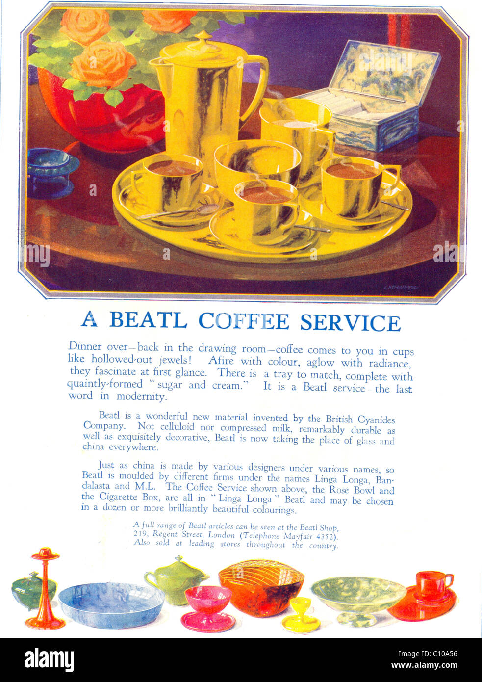 Advertisement for a Beatl Coffee Service 1930 Stock Photo - Alamy