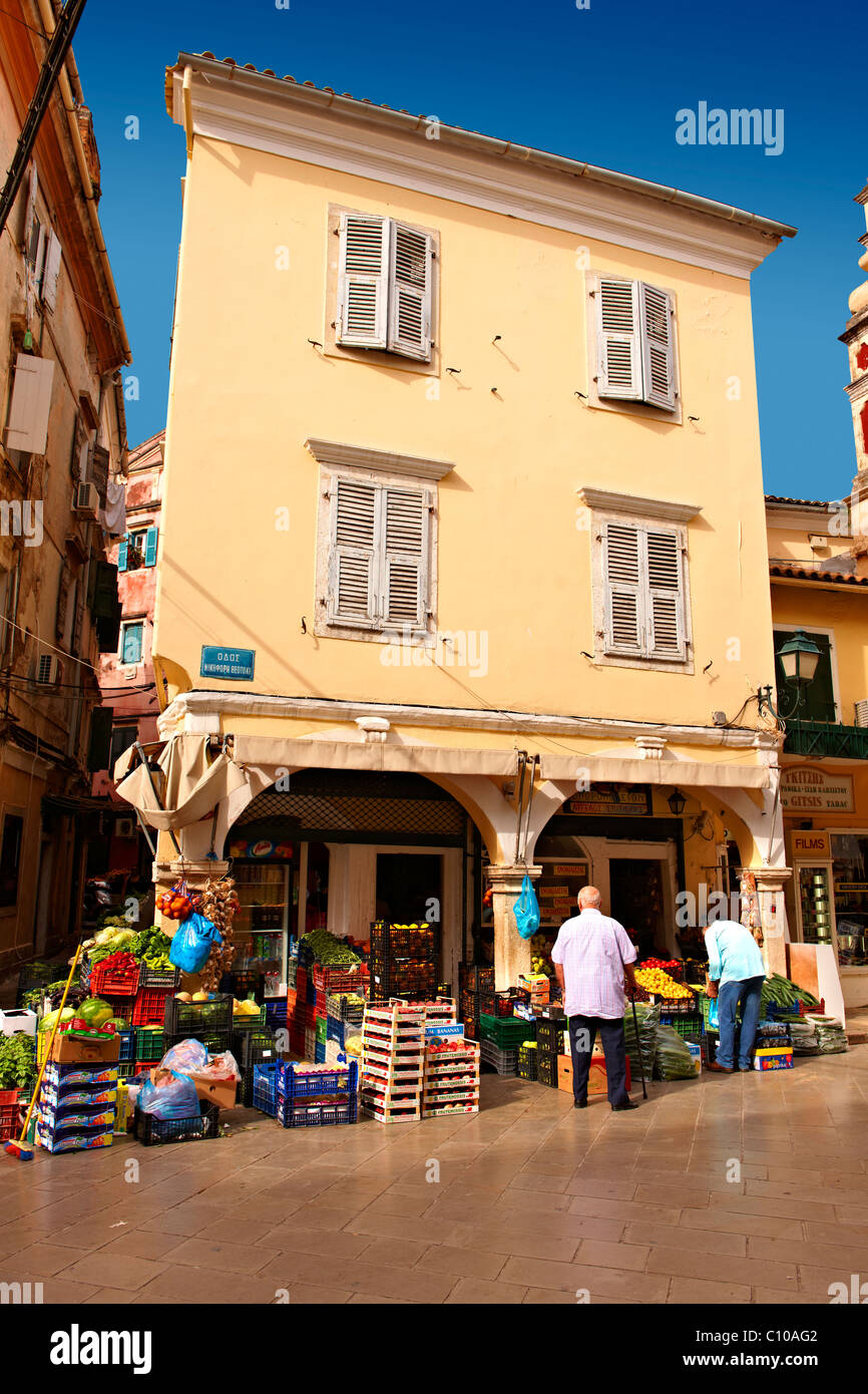 Fruit shop in Corfu Old Town, Greek Ionian Islands Stock Photo - Alamy