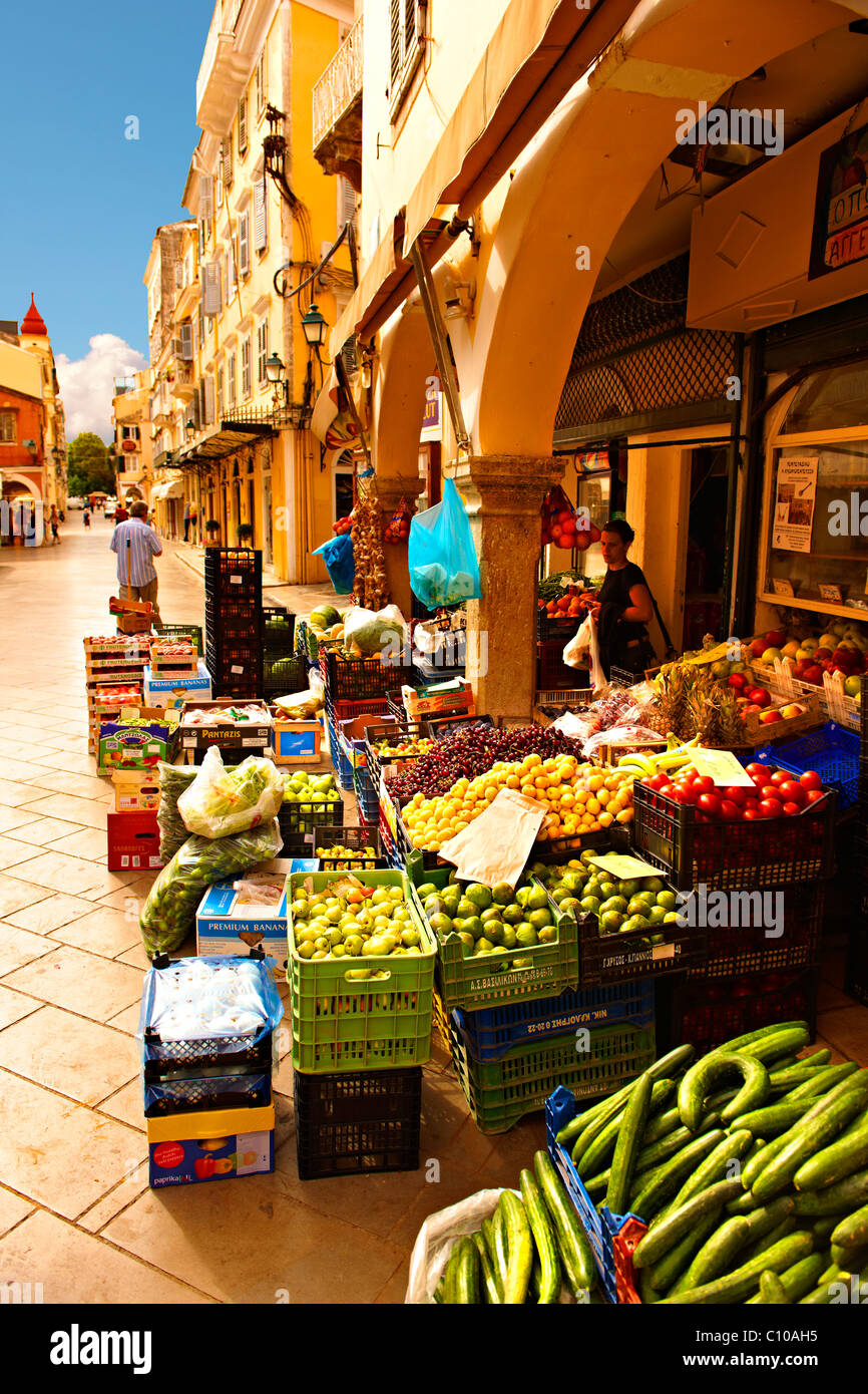 Corfu town market hi-res stock photography and images - Alamy