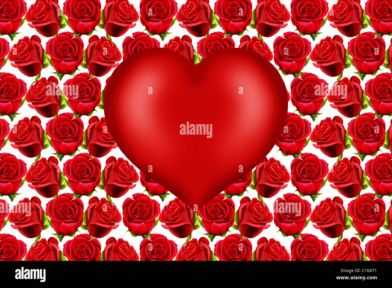 Red heart on a background of red roses Stock Photo - Alamy