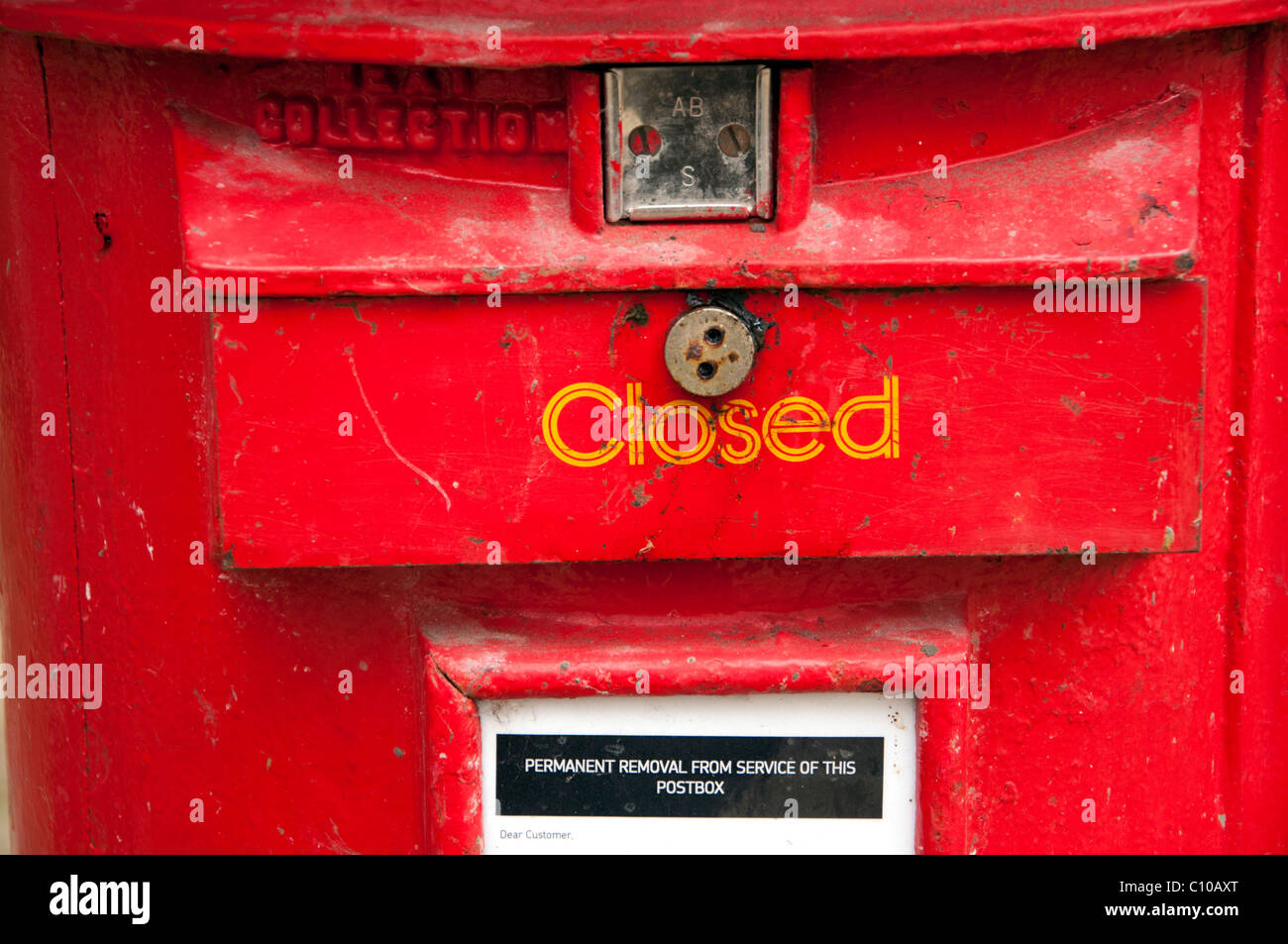 Red post box with closed sign Stock Photo - Alamy