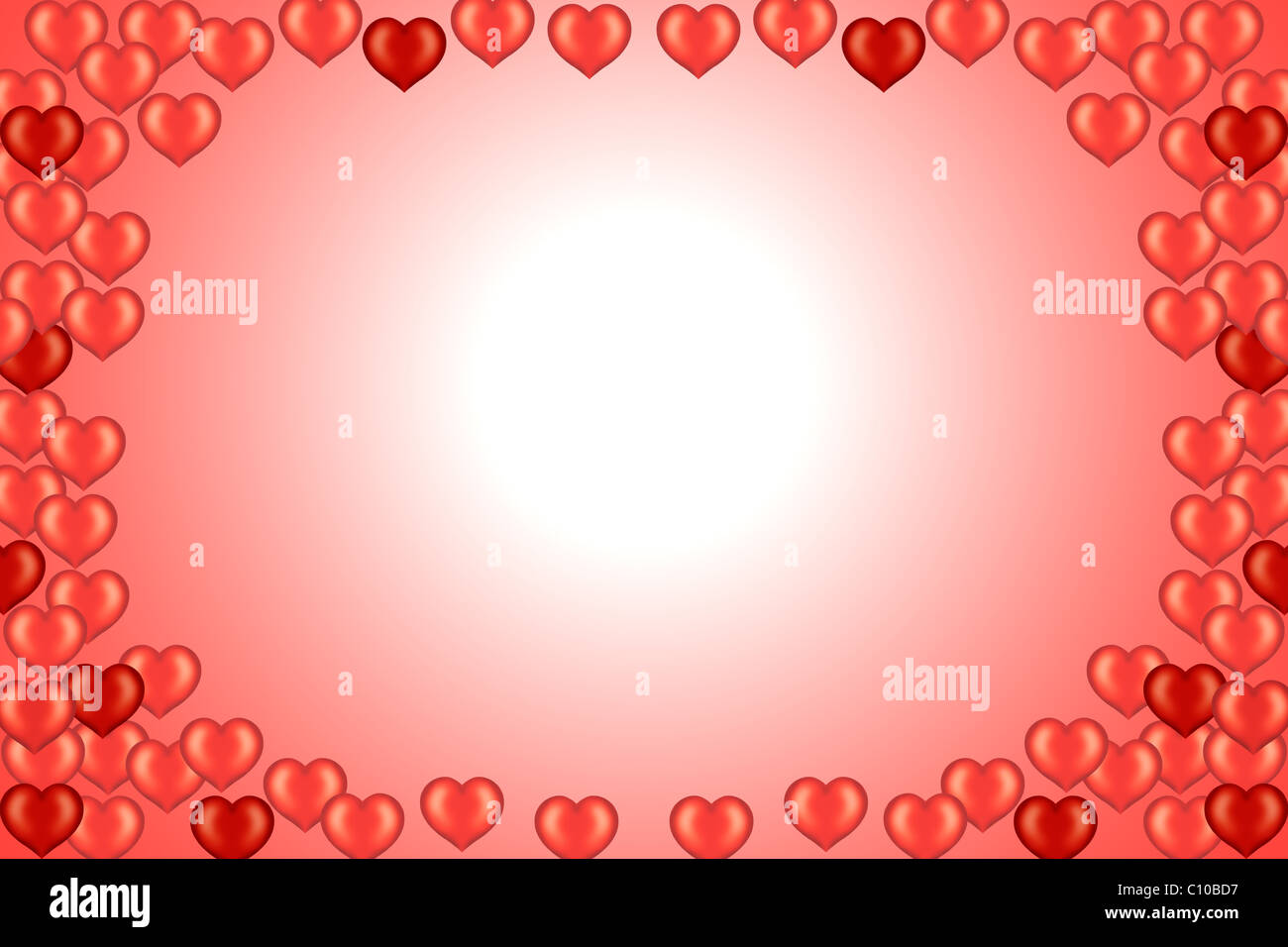 Border of small red hearts on a pink background Stock Photo - Alamy