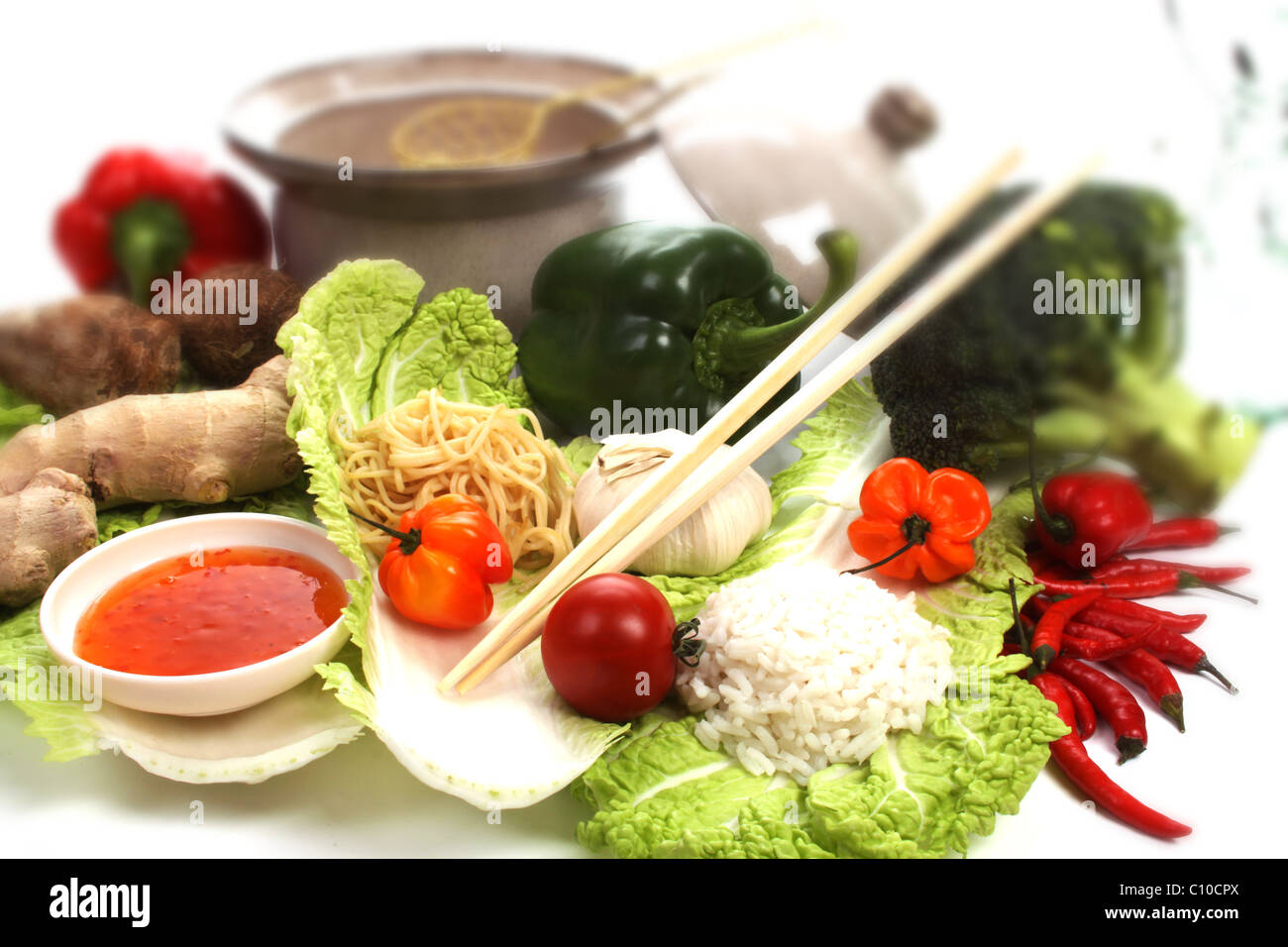 Chinese food with ingredients to make a meal Stock Photo - Alamy