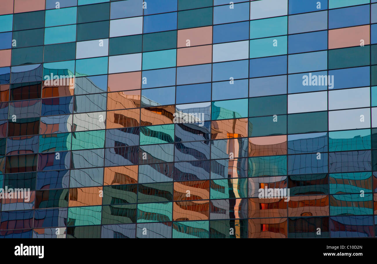 Office windows with colorful reflection Stock Photo - Alamy