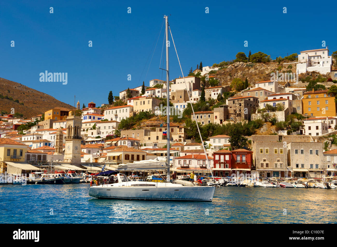 The historic port of Hydra, Greek Saronic Islands Stock Photo - Alamy