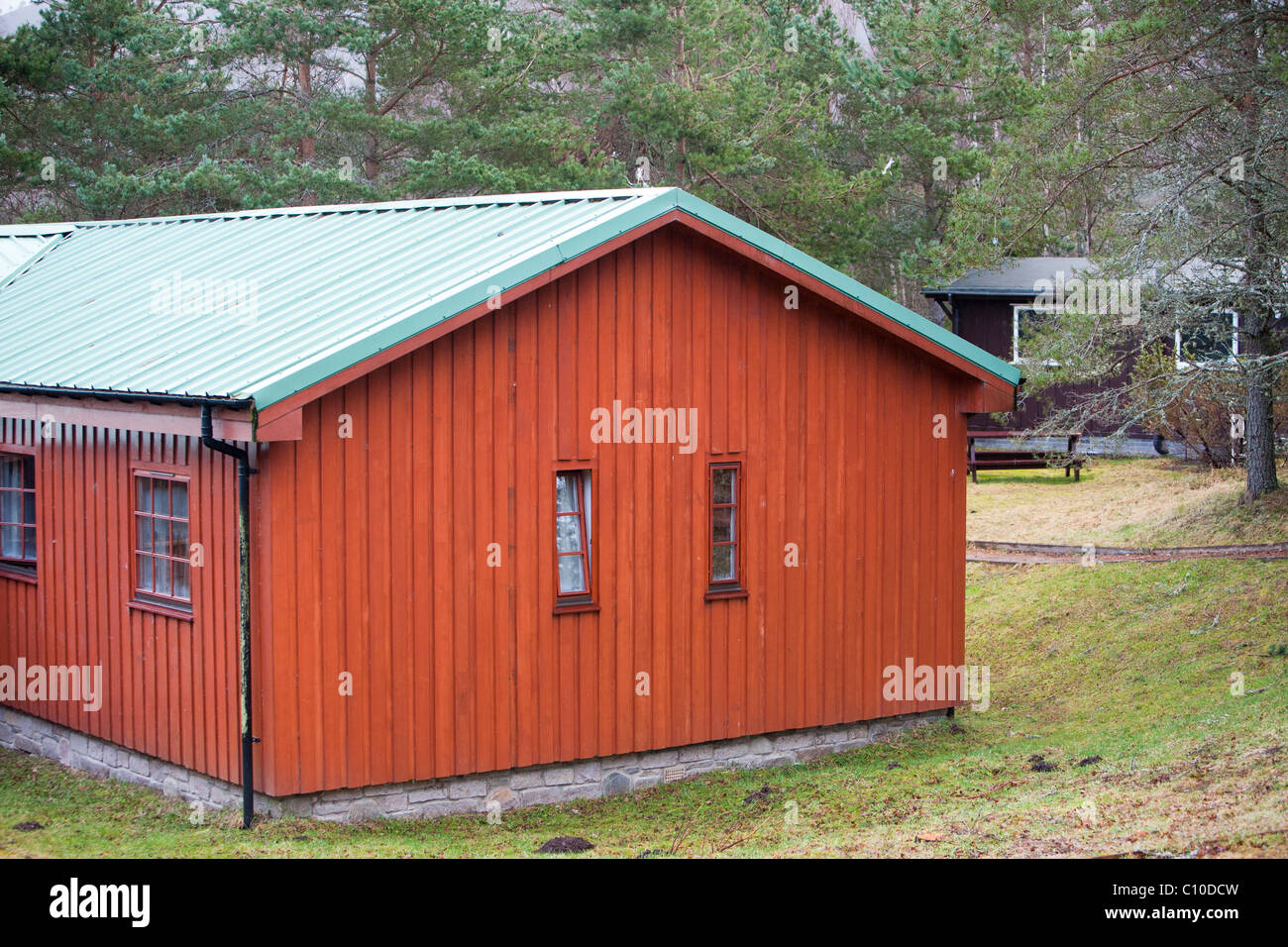 Timber lodges at Lagganlia, an outdoor education centre near Aviemore ...