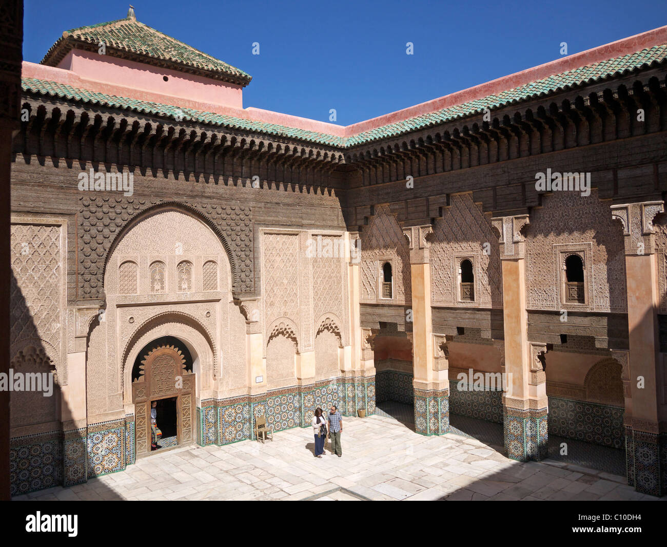 The courtyard of Ali Ben Youssef Medersa Marrakech Medina Stock Photo ...