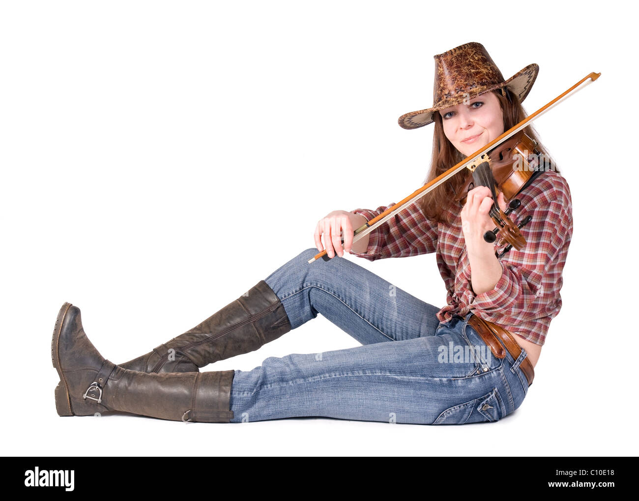 Country girl plays the viola Stock Photo - Alamy