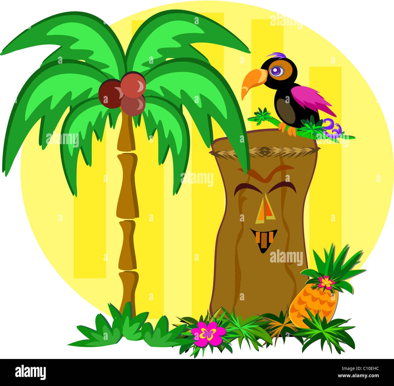 Colorful Toucan Bird on a Happy Tiki Stock Photo - Alamy