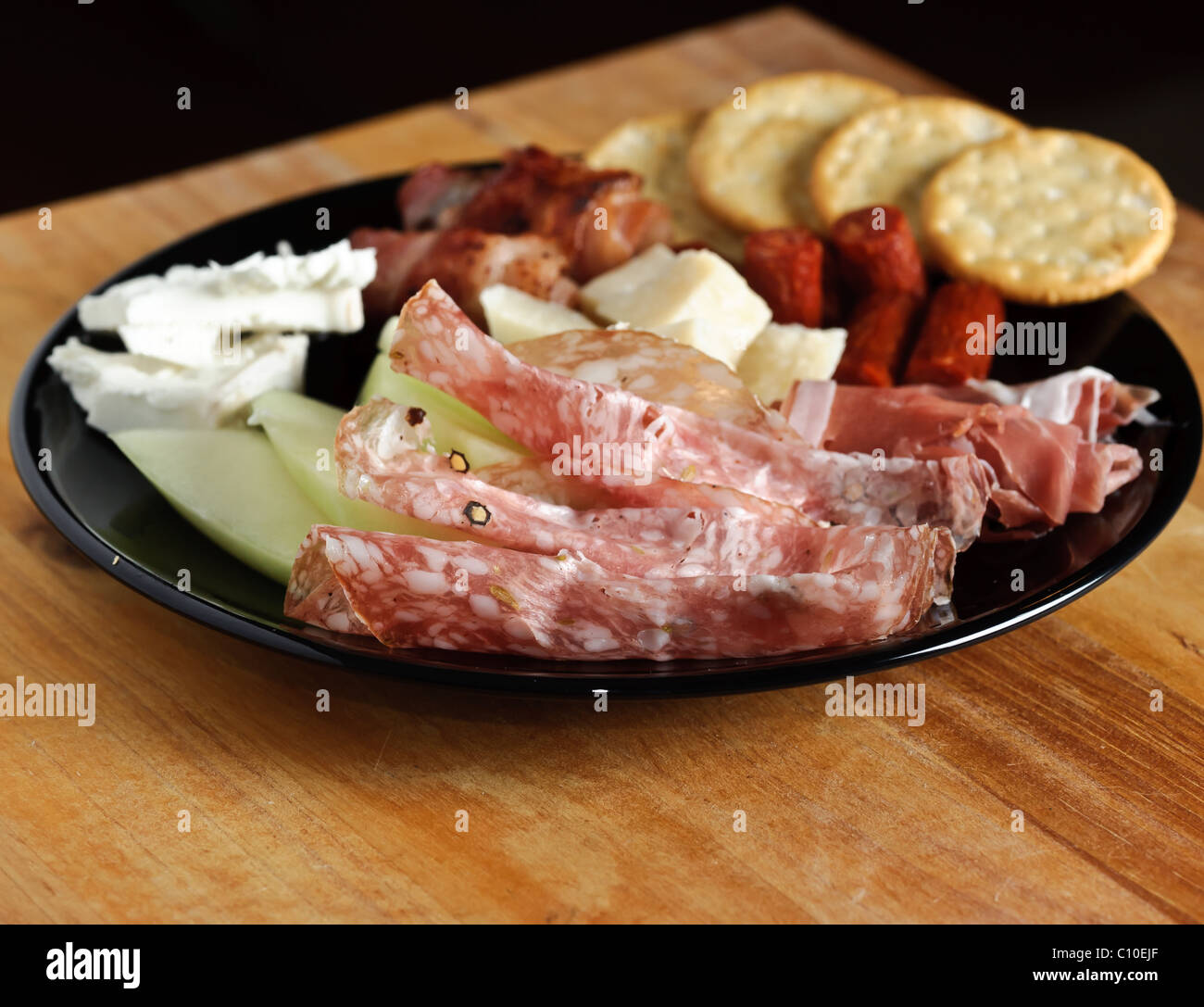 Closeup of salami on a buffet plate Stock Photo - Alamy