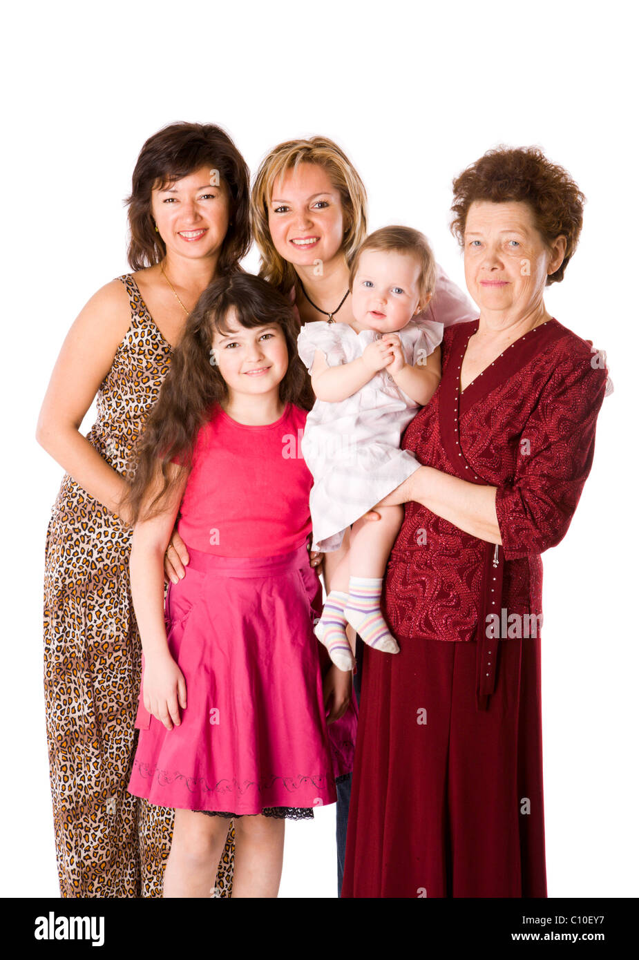 Happy Family five people together isolated on white Stock Photo - Alamy