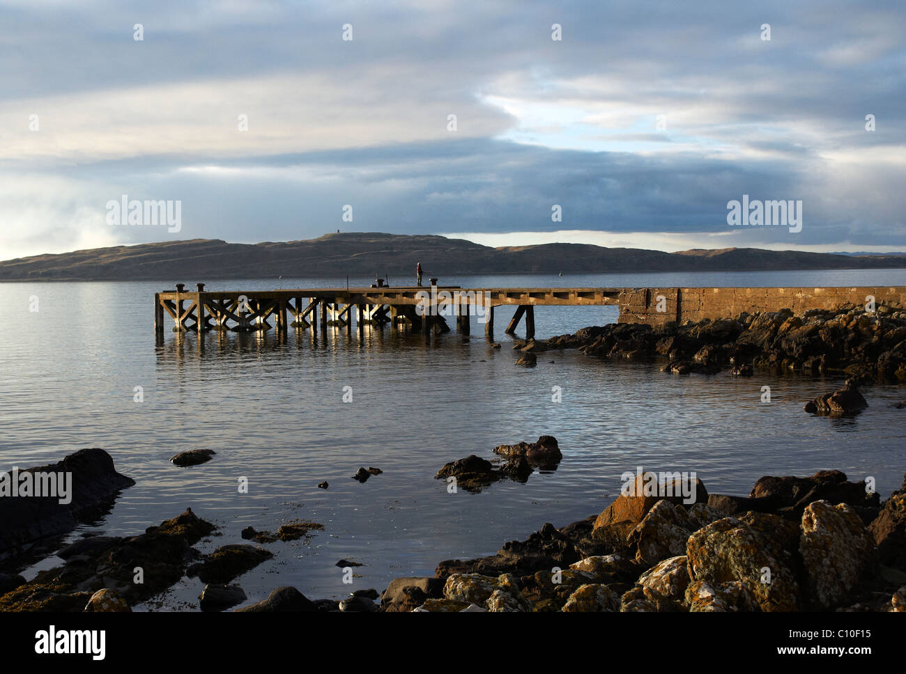 Portencross pier with fishermen Stock Photo - Alamy