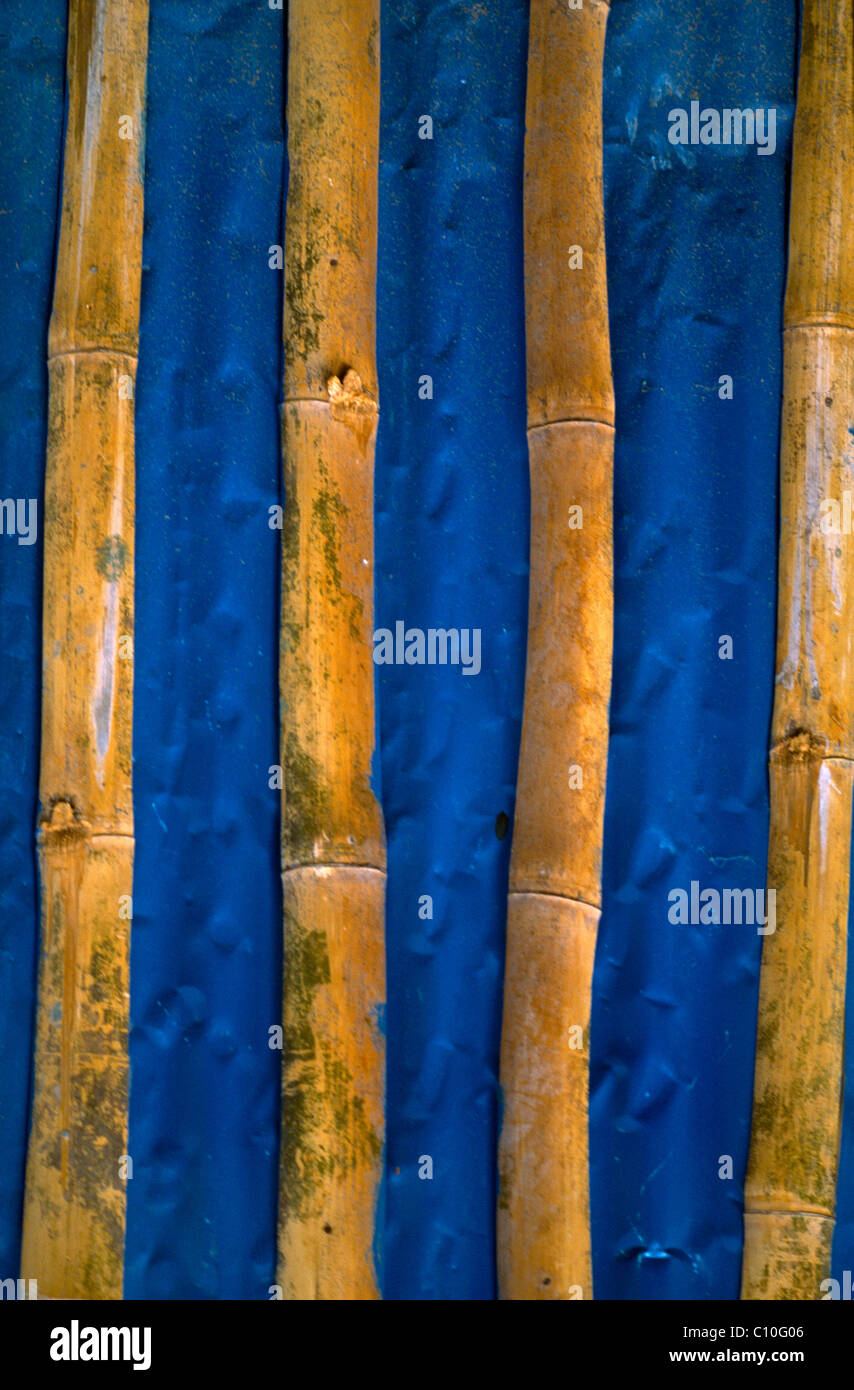 Bamboo & Blue Metal Stock Photo - Alamy