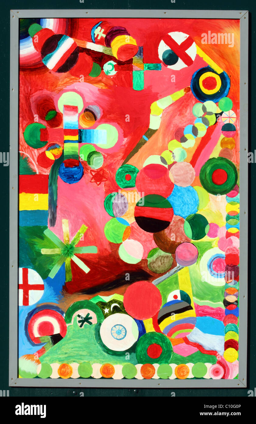 Street Art mural wall painting depicting international relations flags ...