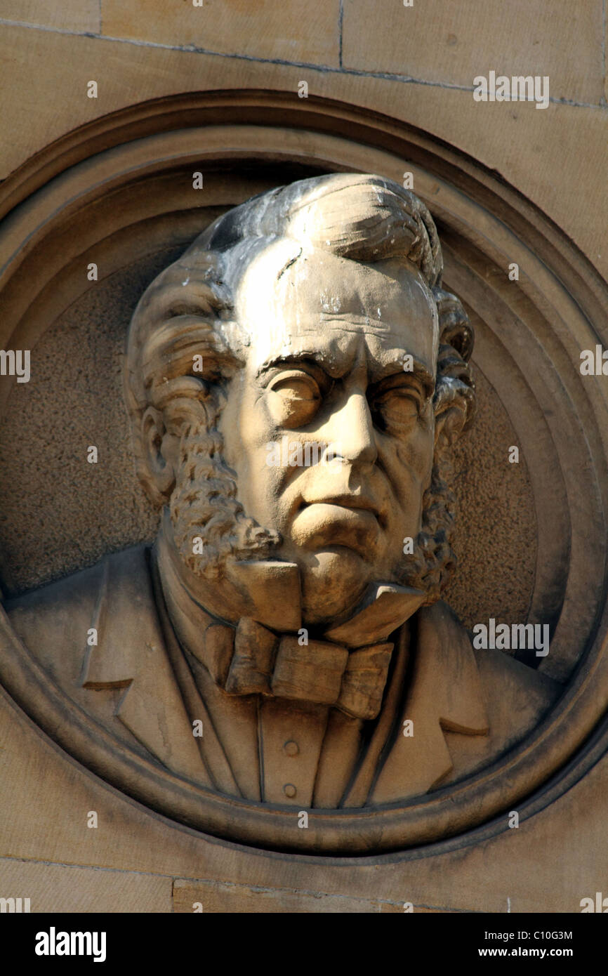 Richard Cobden portrait on the side of the listed Wool Exchange ...