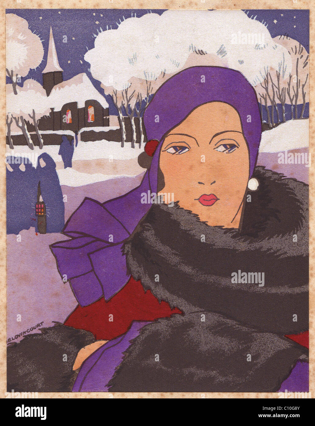 Fashionable woman in winter scene Stock Photo - Alamy