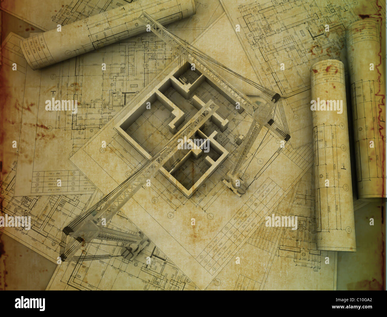 Vintage architectural drawing hi-res stock photography and images - Alamy