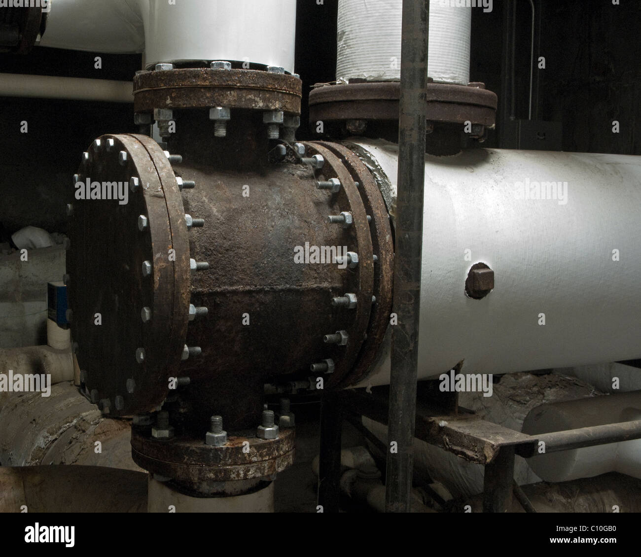 Large water piping junction Stock Photo - Alamy