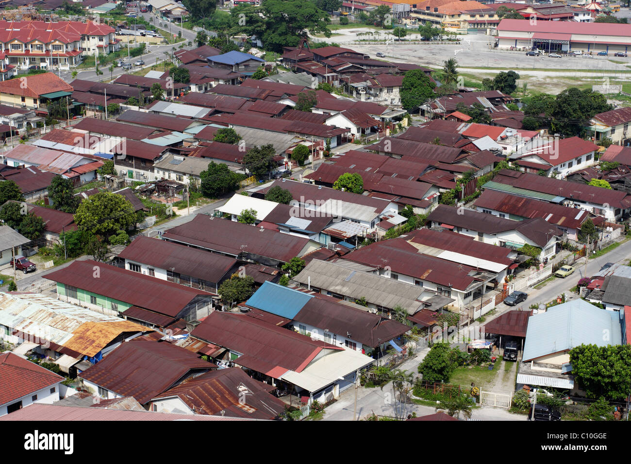 Aerial view of Ampang Village in Selangor, Malaysia. Ampang is a suburb ...