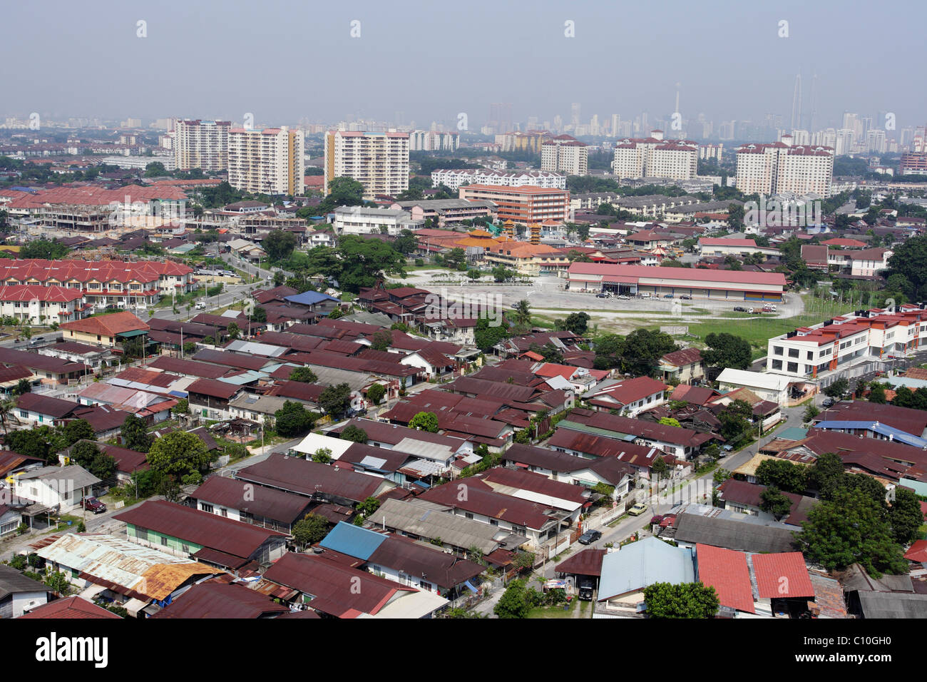 Aerial view of Ampang Village in Selangor, Malaysia. Ampang is a suburb ...