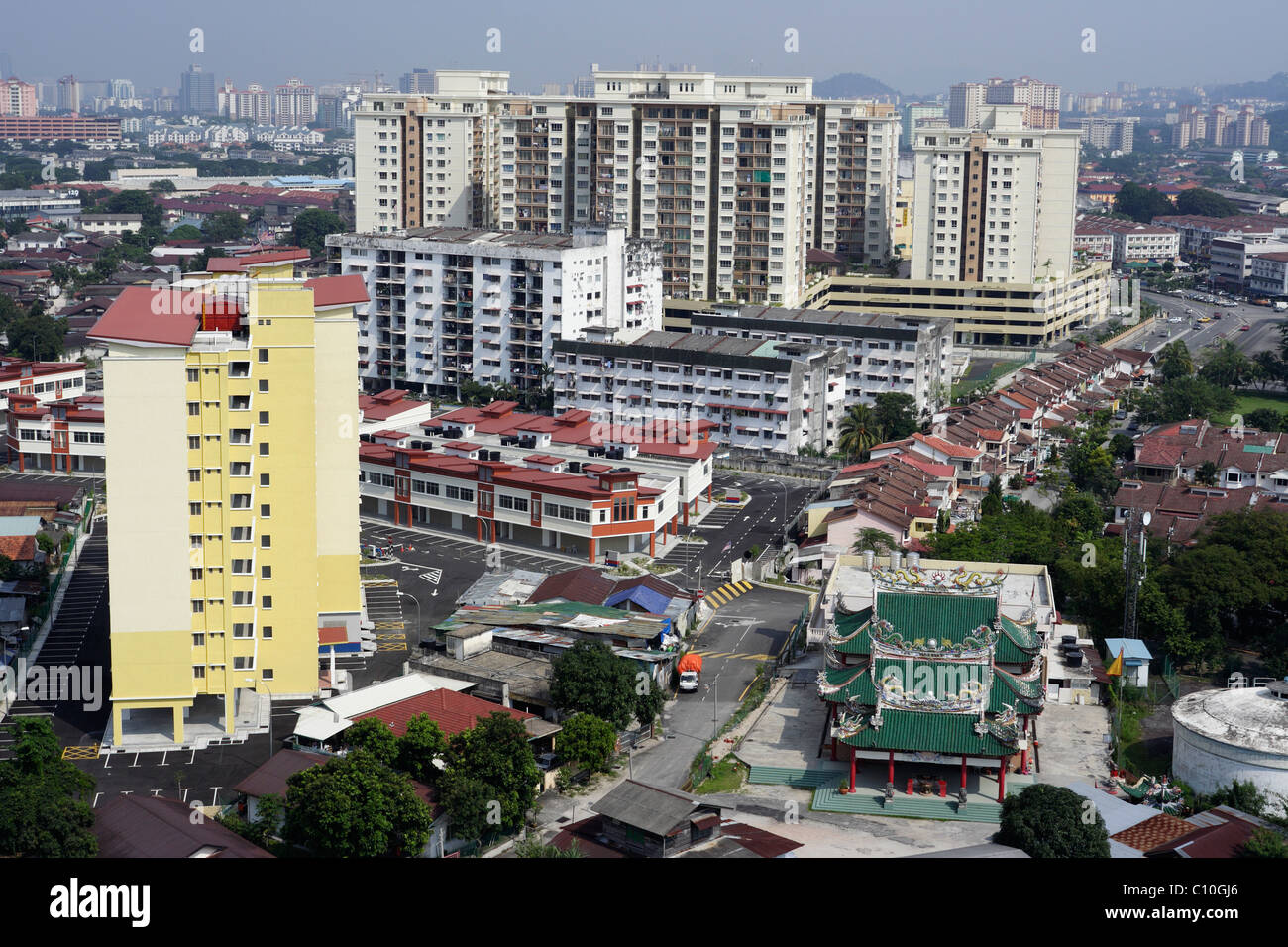 Aerial view of Ampang Village in Selangor, Malaysia. Ampang is a suburb ...