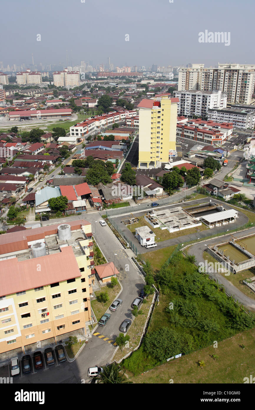 Aerial view of Ampang Village in Selangor, Malaysia. Ampang is a suburb ...