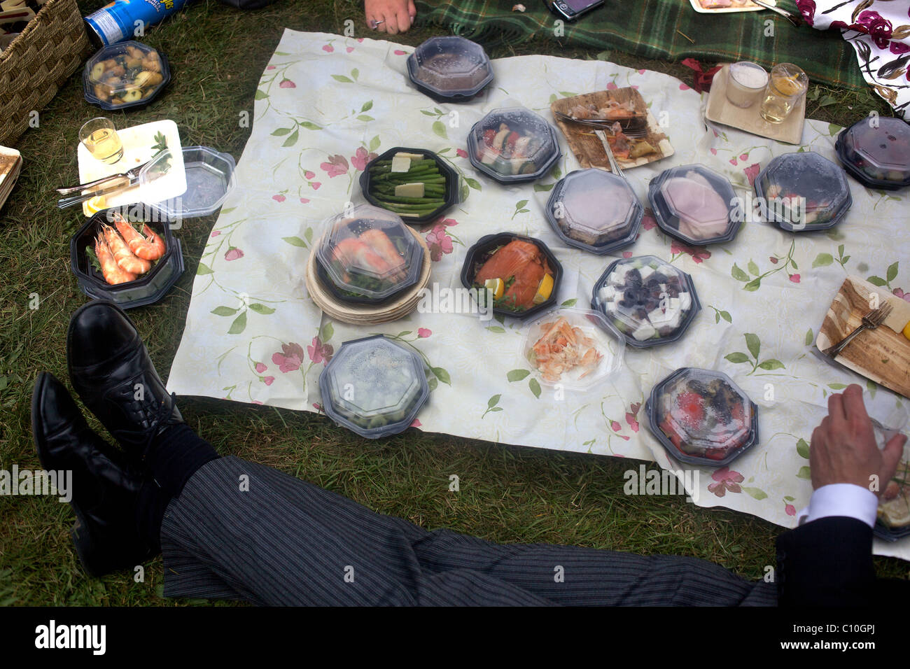 A selection of food on a picnic mat at the Royal Ascot race meeting ...