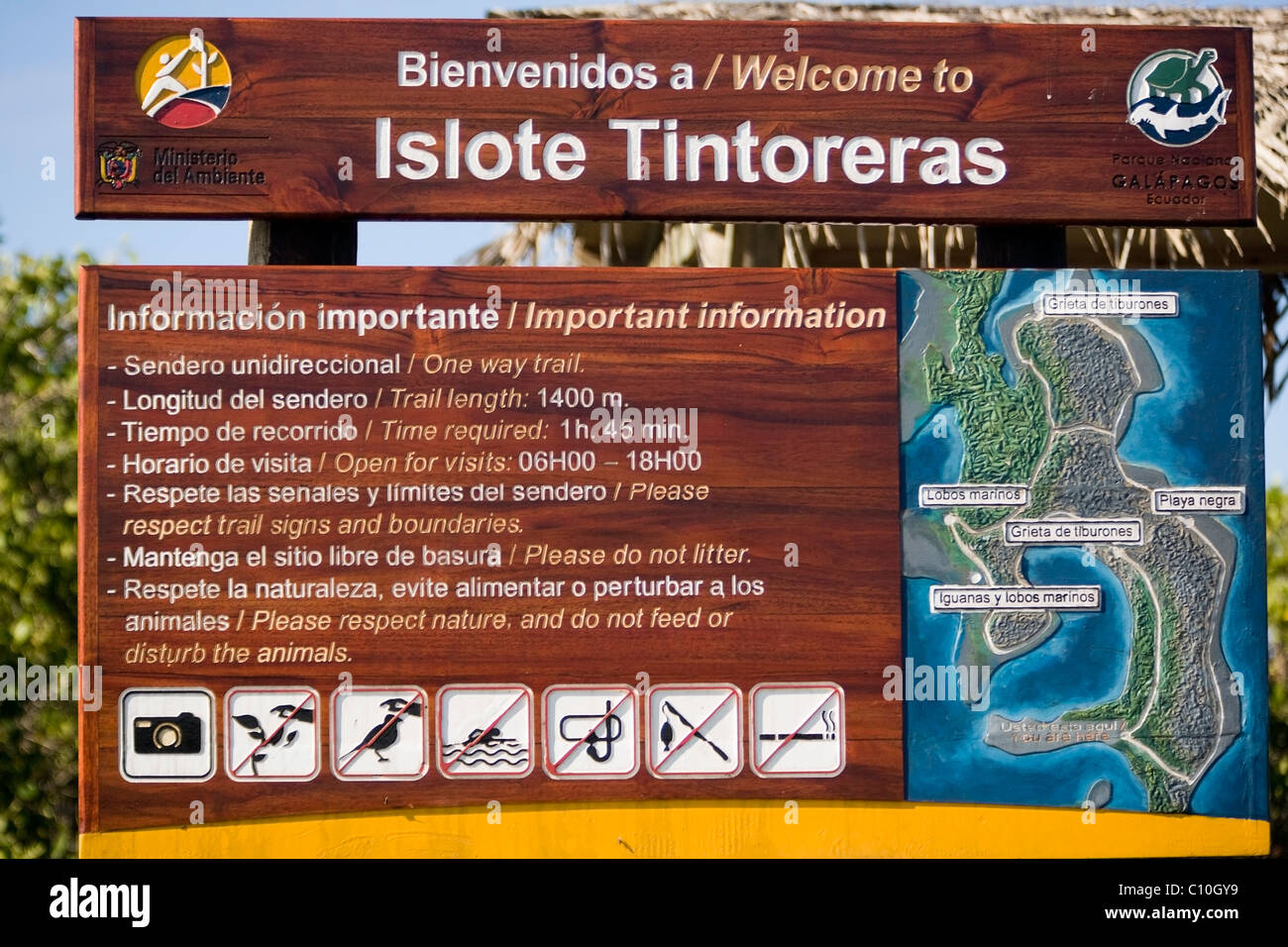Park Sign - Islote Tintoreras near Isabela Island - Galapagos Islands ...