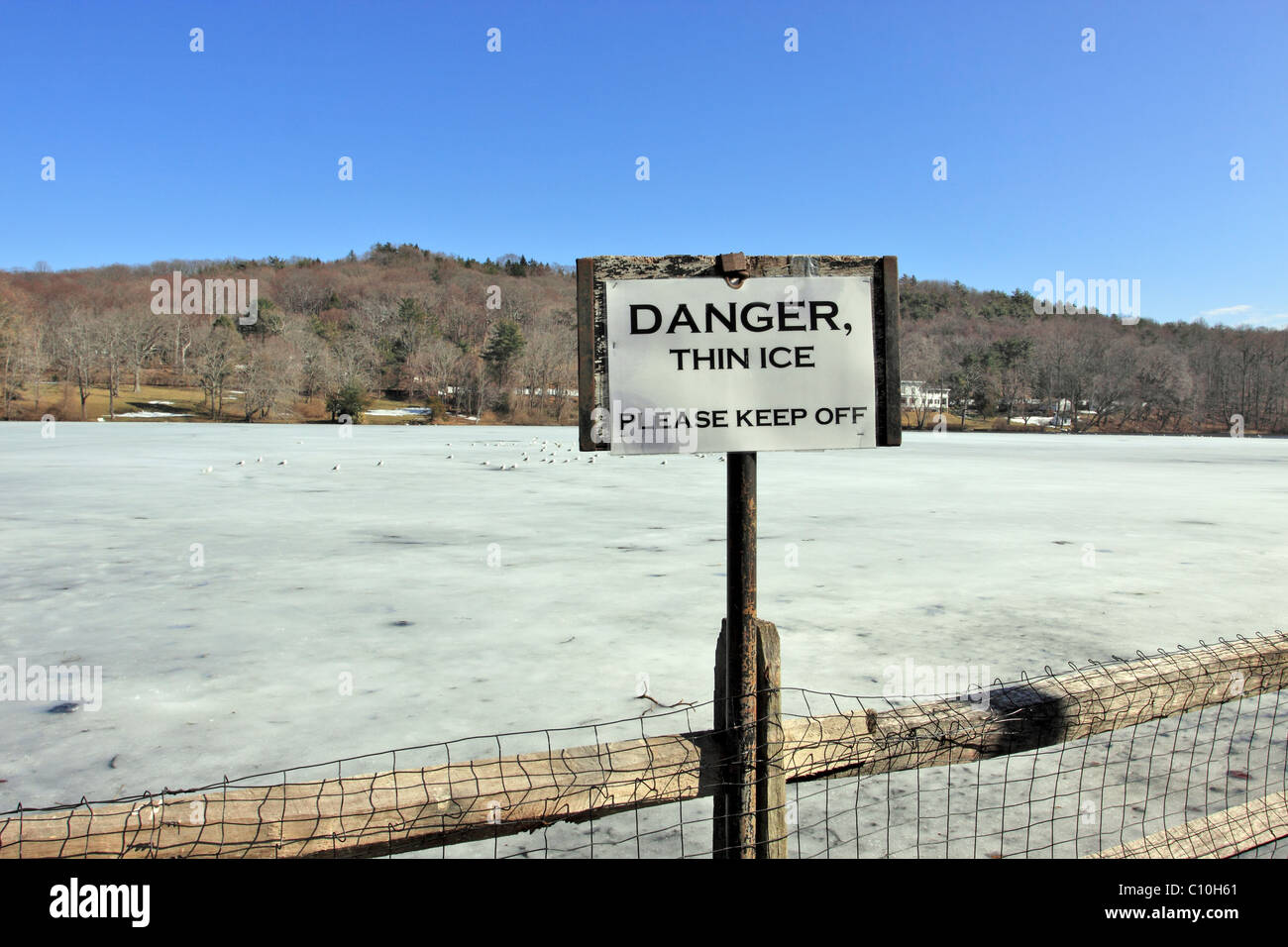 Frozen pond, Cold Spring Harbor, Long Island NY Stock Photo - Alamy