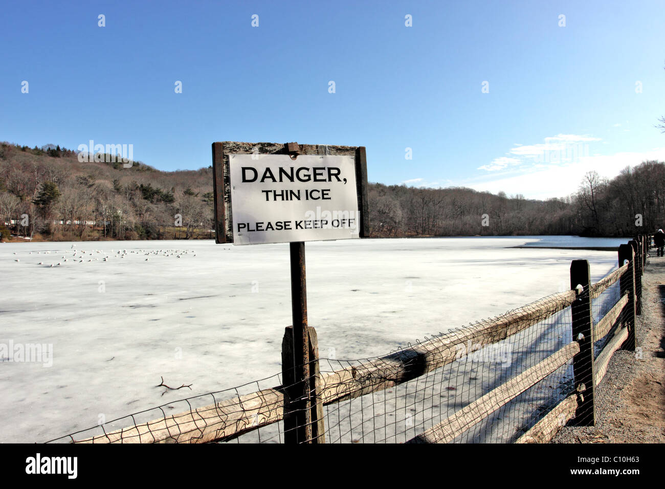 Frozen pond, Cold Spring Harbor, Long Island NY Stock Photo - Alamy