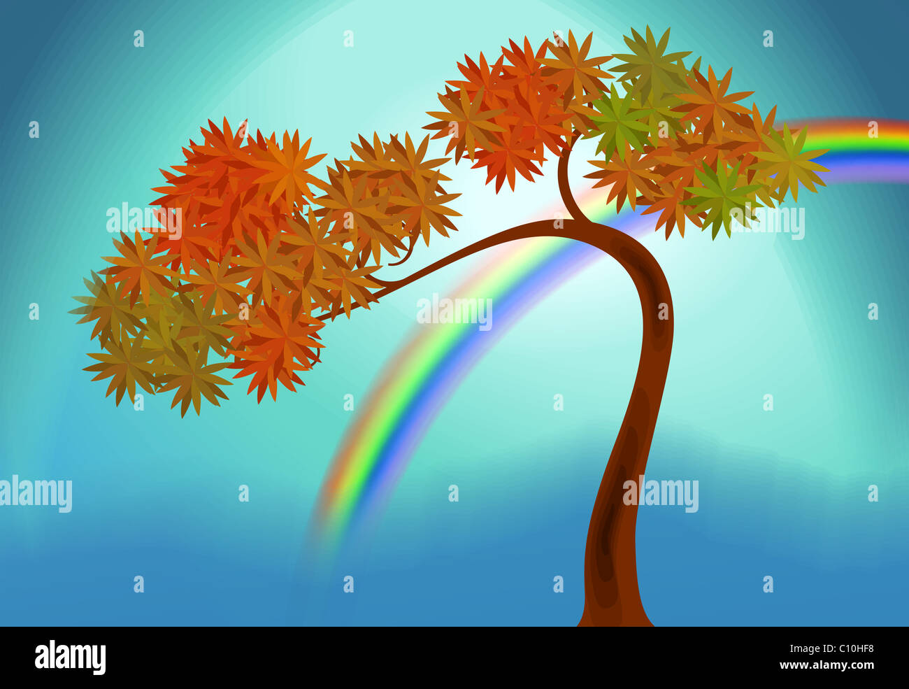 tree in a rainbow background Stock Photo - Alamy